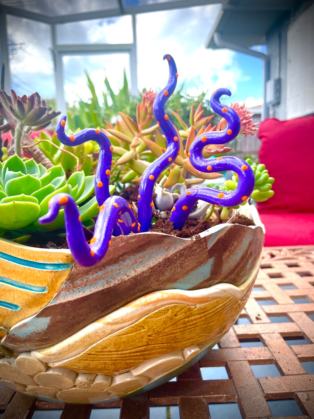 Tentacle Plant Art Purple Octopus Tentacle Stakes Octopus Decor ...