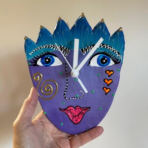 Unique Face Wall Clock Wall Art Wall Sculpture Wall Decor Hand Painted ...