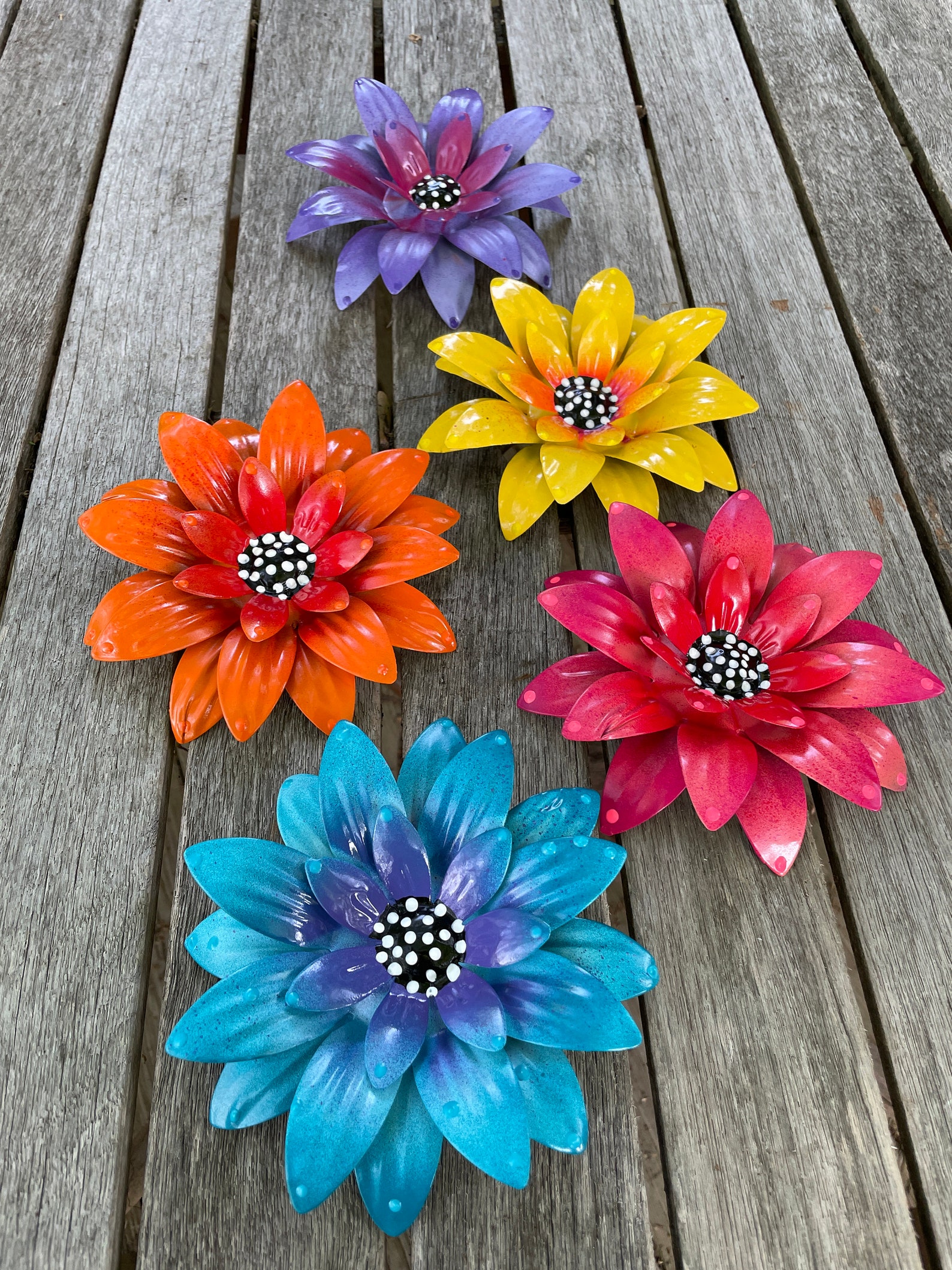 Metal Flowers5 Fence FlowersFence DecorationPatio | Etsy