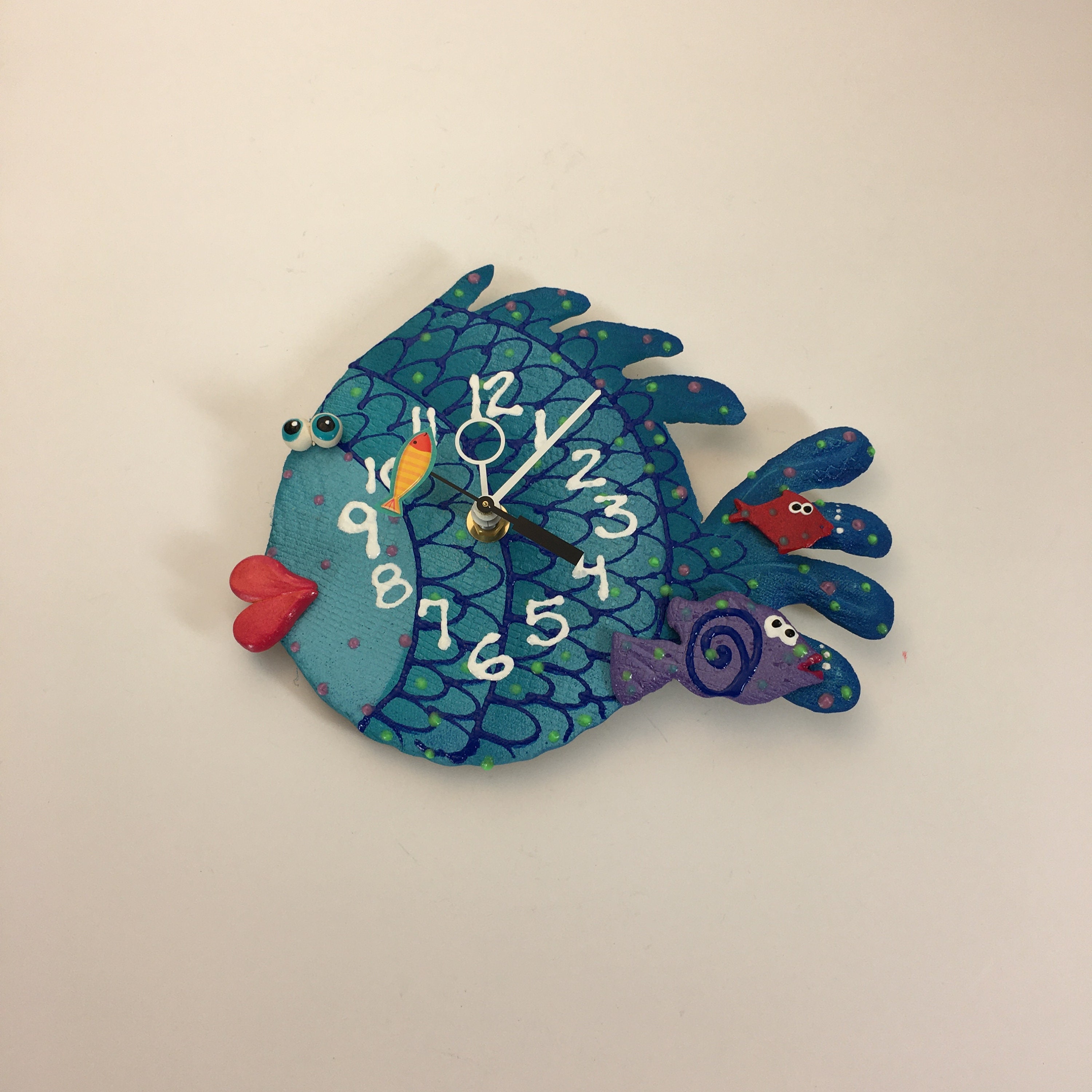 Kids Clock, Fish Clock,Nursery Clock ,Gift Clock,Tropical Theme,Ocean ...