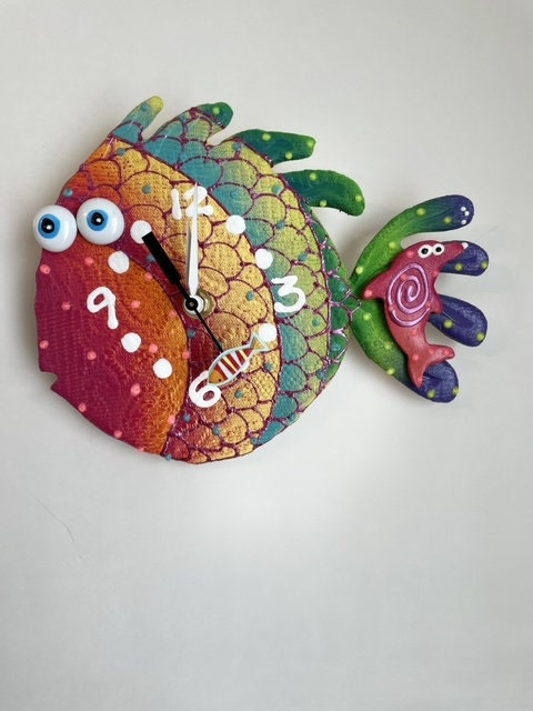 Fish Wall Clock Blowfish Clock, Unique wall Clock,Under the Sea Beach ...