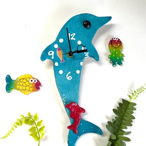 Rainbow Fish Wall Clock, Fish Clock,Nursery Clock ,Gift Clock,Tropical ...