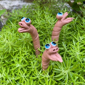 3 Ceramic Worms for Your Garden or Planters,8'' Garden Decoration ...