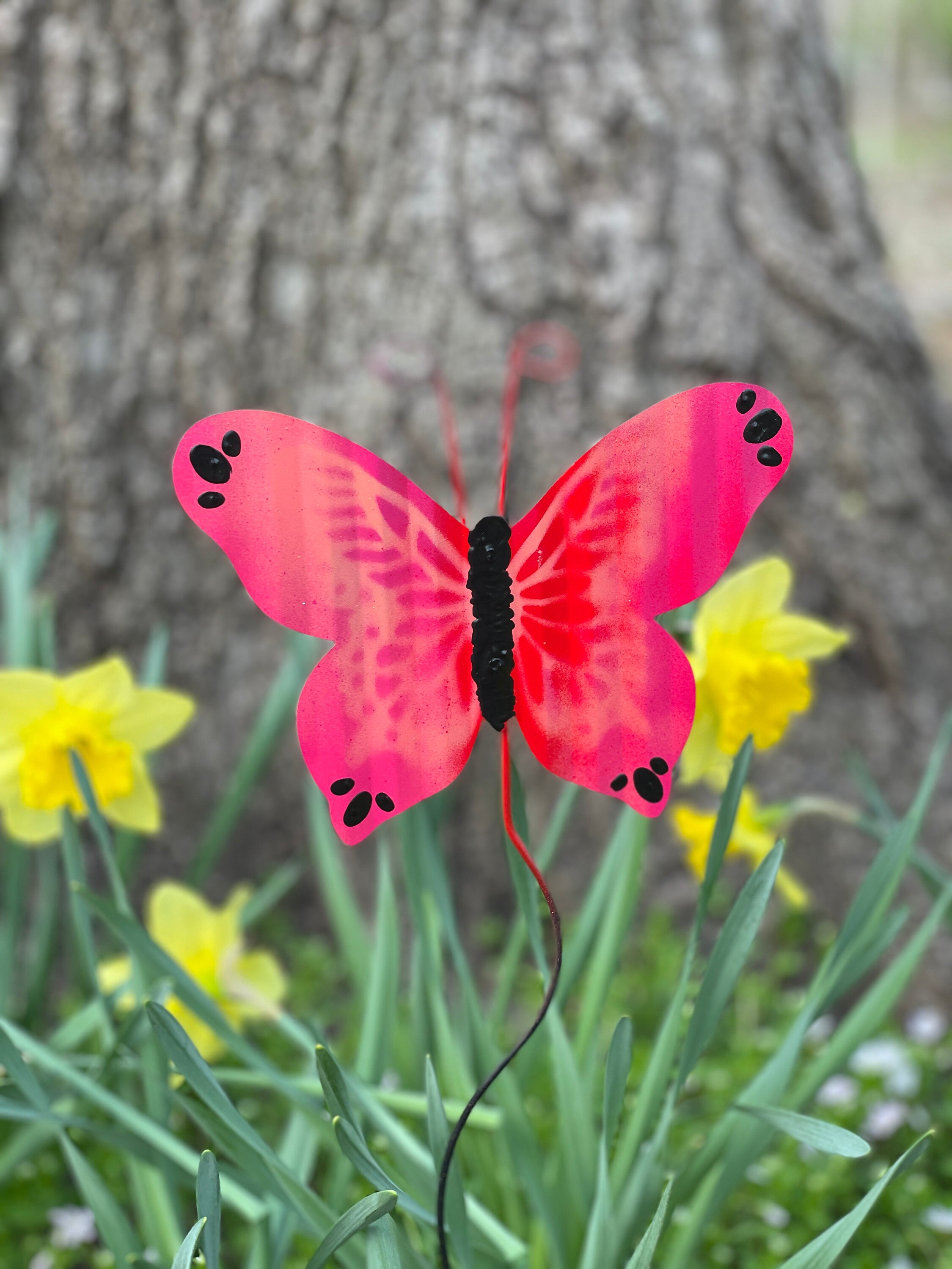 Pink Metal Butterfly Garden Stake,Garden Decor, Garden Stake, Metal ...