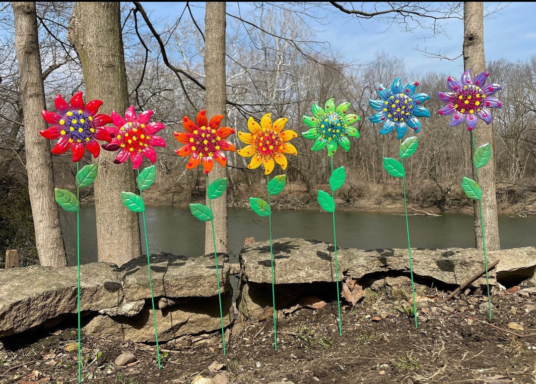 Metal Spring Flower Garden Stakes,mother's Day Gift Yard Art Metal ...