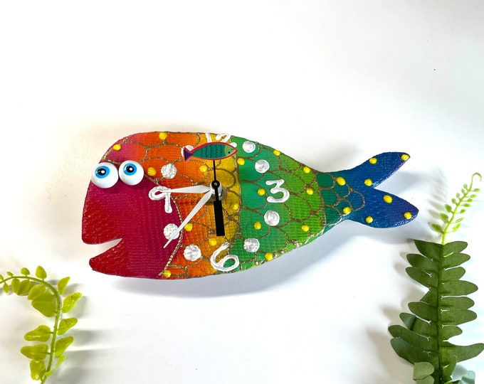 Rainbow Fish Wall Clock Fish Clocknursery Clock gift - Etsy