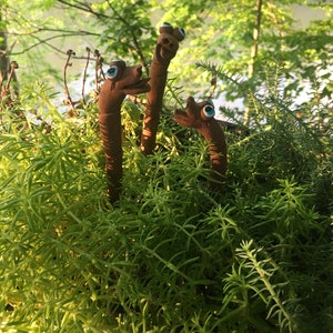 3 Ceramic Worms for Your Garden or Planters,8'' Garden Decoration ...