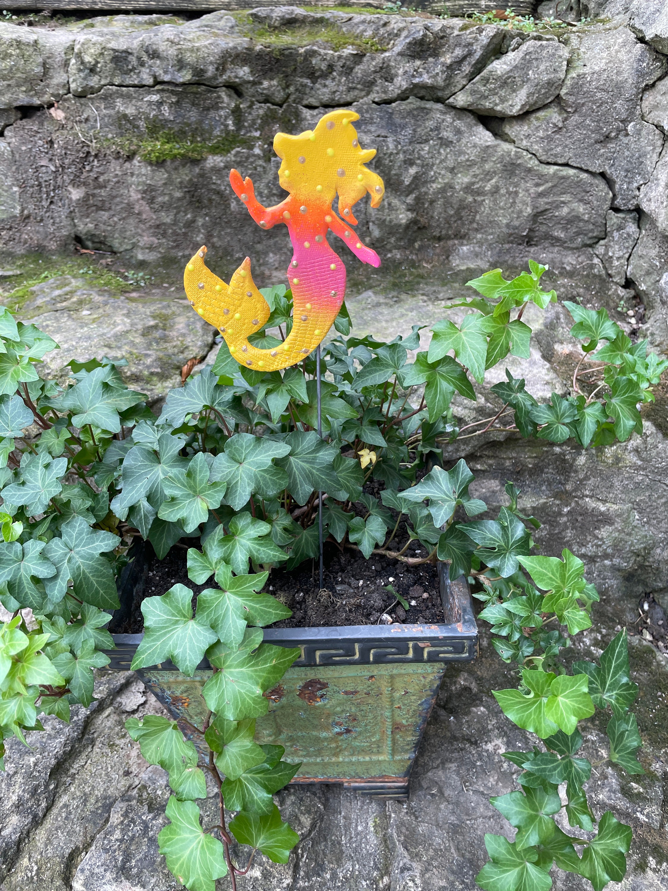 Mermaid Garden Stake, Planter Picks Potted Plant Friends Plant Stake ...