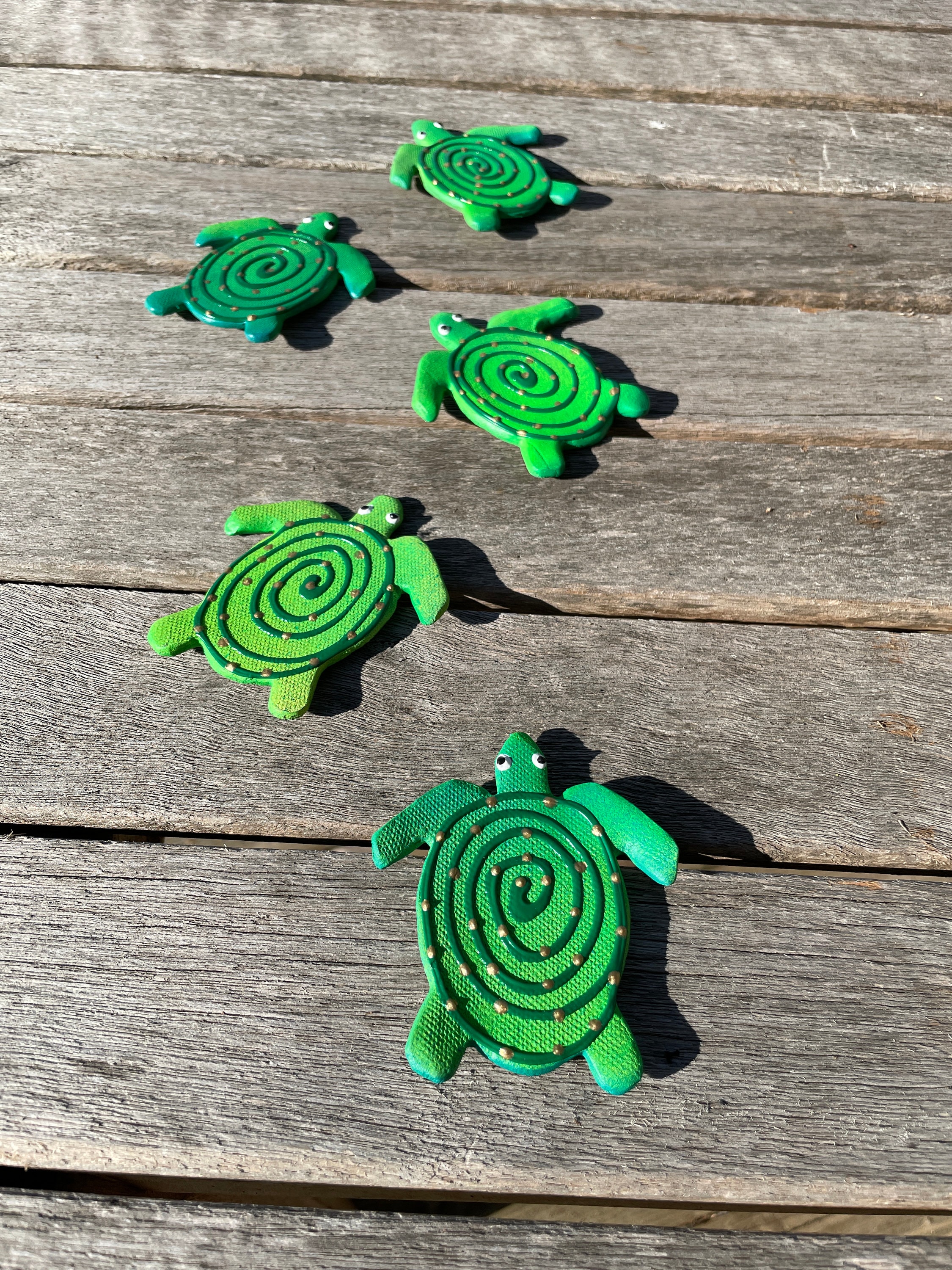 Handmade Clay Sea Turtle Wall Hanging Set of Five Nautical Bath Decor ...