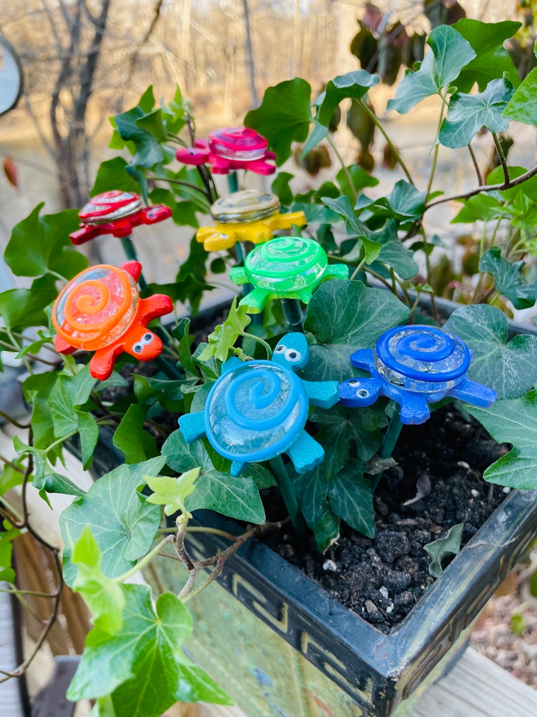 Sea Turtle Garden Stakes, 7 Sea Turtle Garden Stakes,potted Plants ...