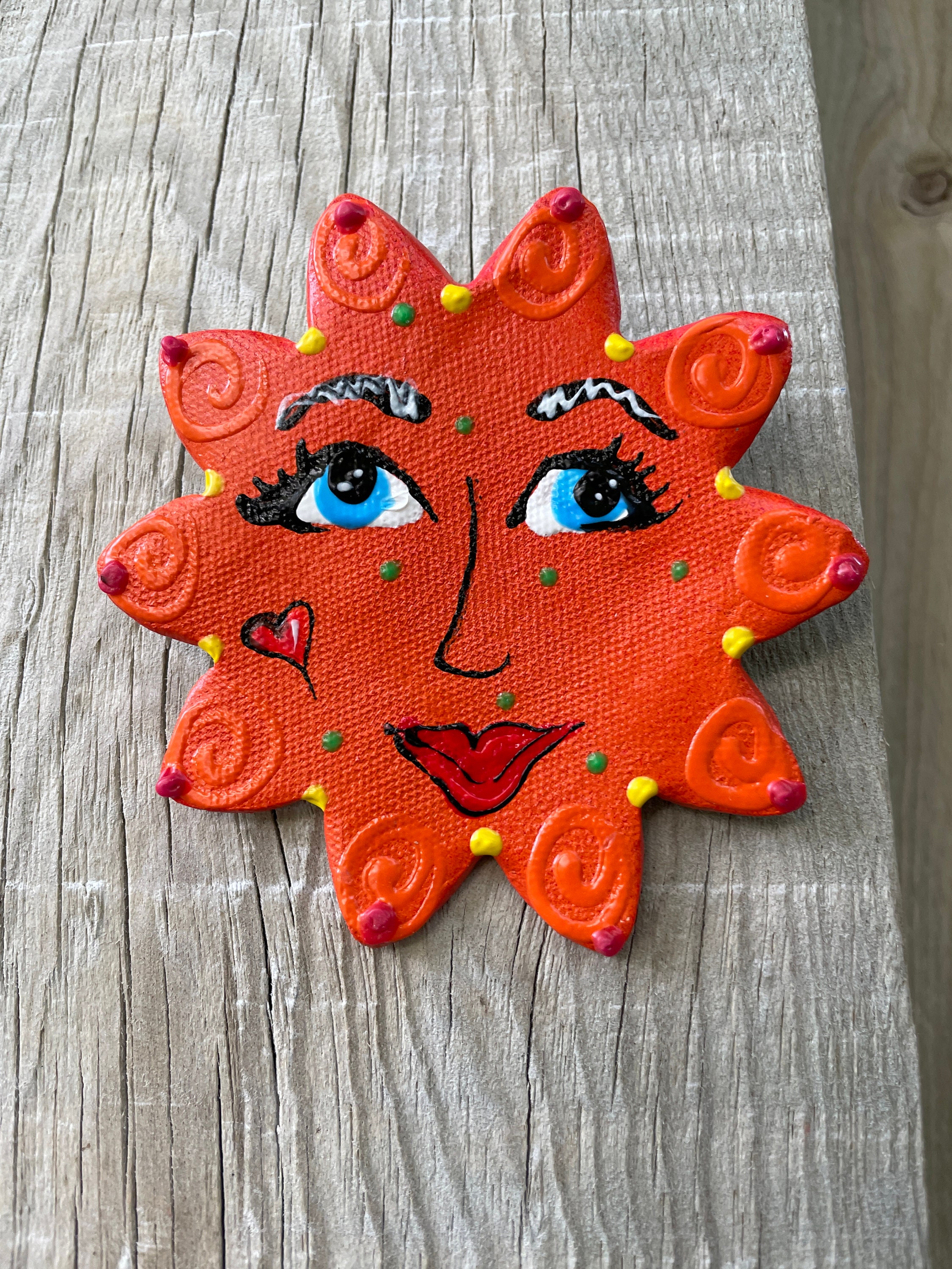 Sun Face Wall Art,Outdoor Garden Decor, Unique Clay SUN FACE, Fence ...