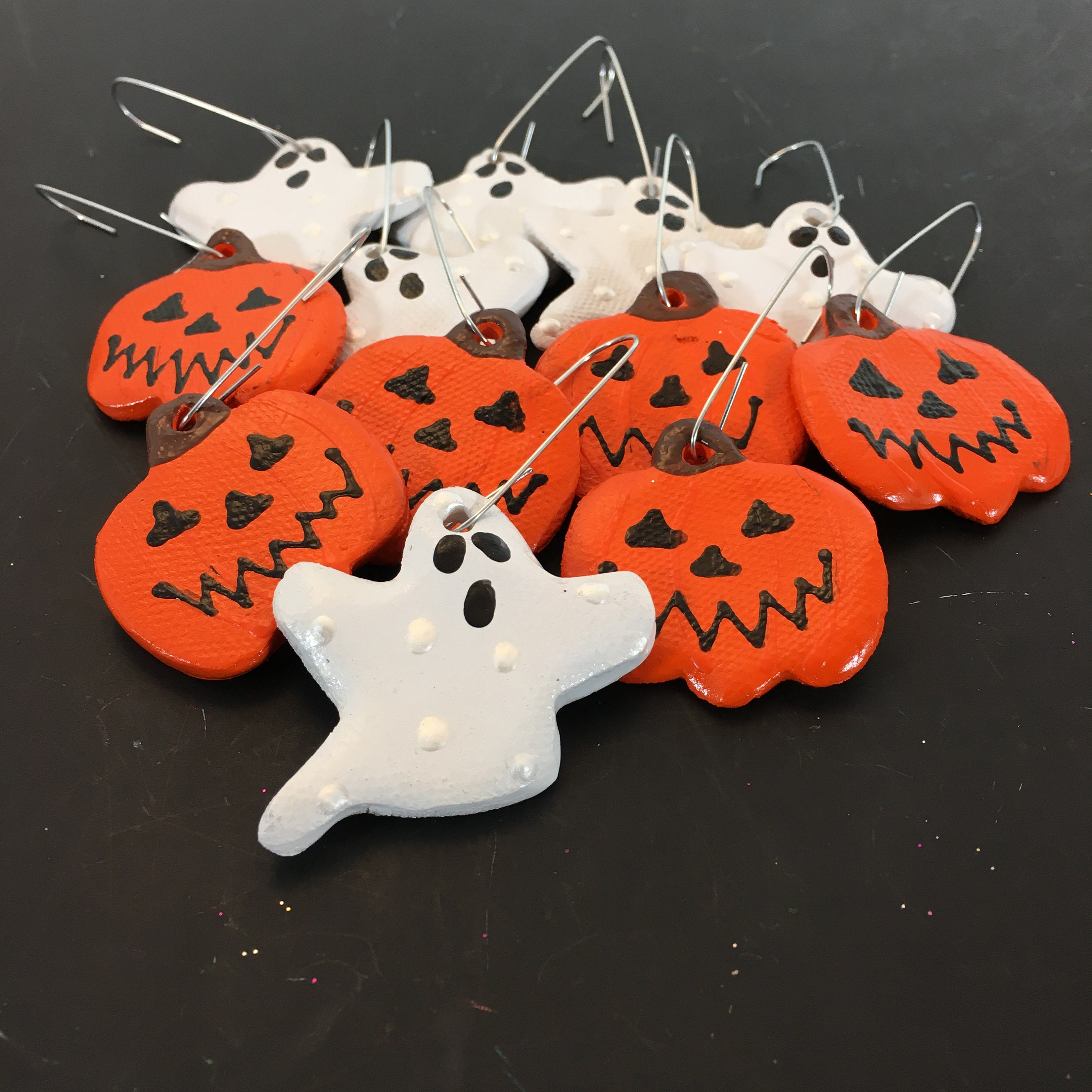 Set of 12 Halloween Ornaments 6 Ghost 6 Pumpkins Spooky Home Decor ...