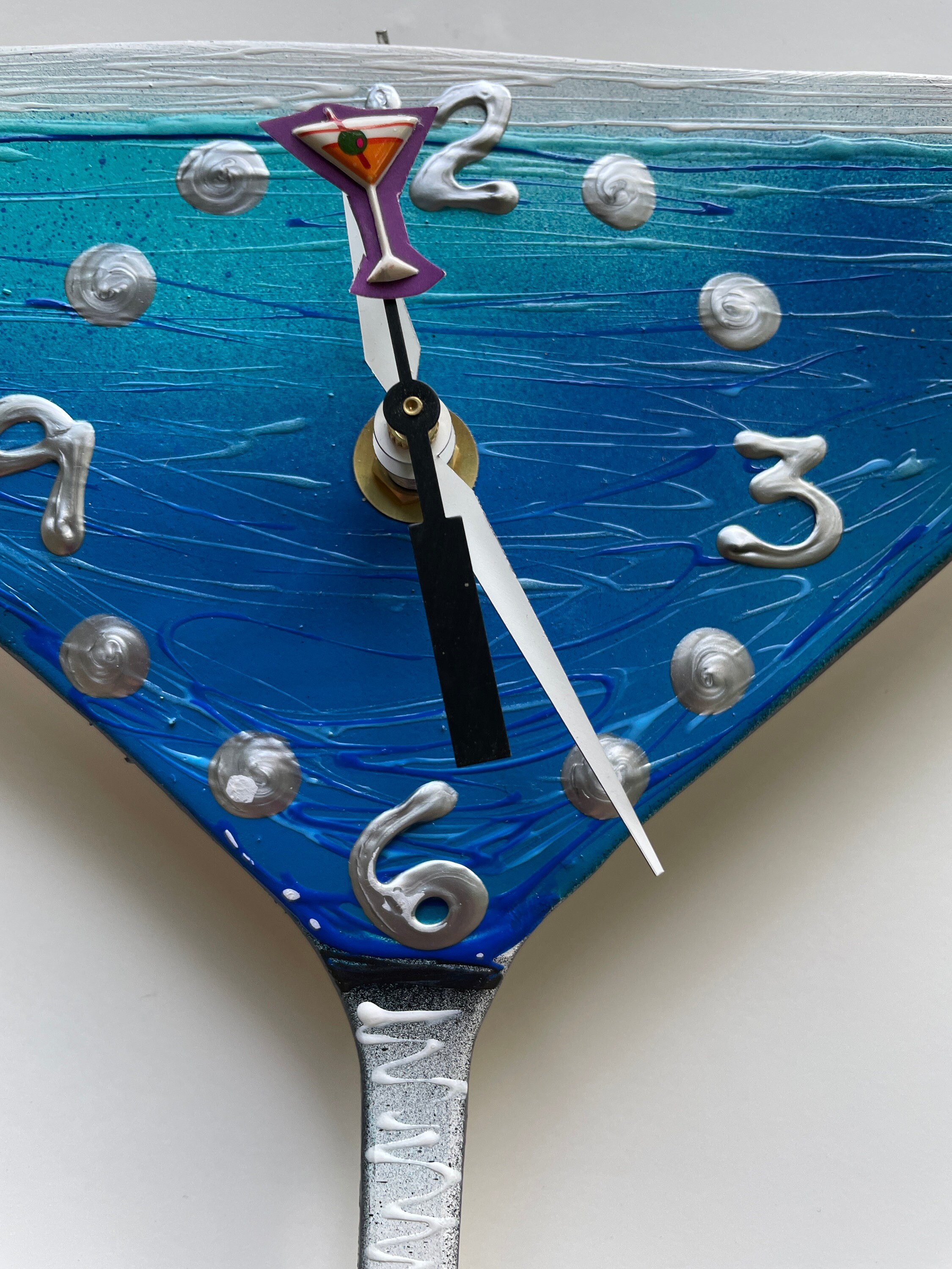 Blue Martini Wall Clock, Martini Glass Clock, Martini Glass, Martini Art
