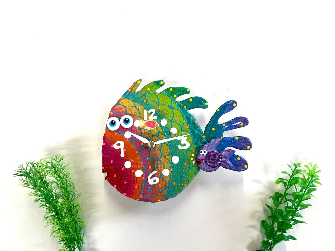 Fish Wall Clock Blowfish Clock,wall Art Beach House Wall Art Nautical ...