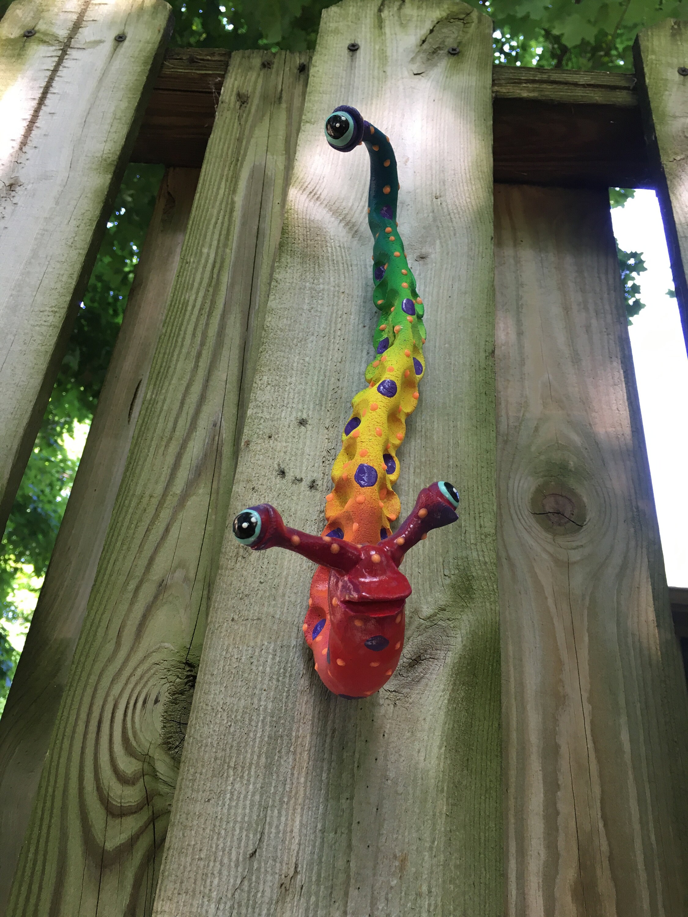 3 eye-balled Sea Slug,Rainbow Ceramic Sea Slug ,Fence Wall Decor-Yard ...