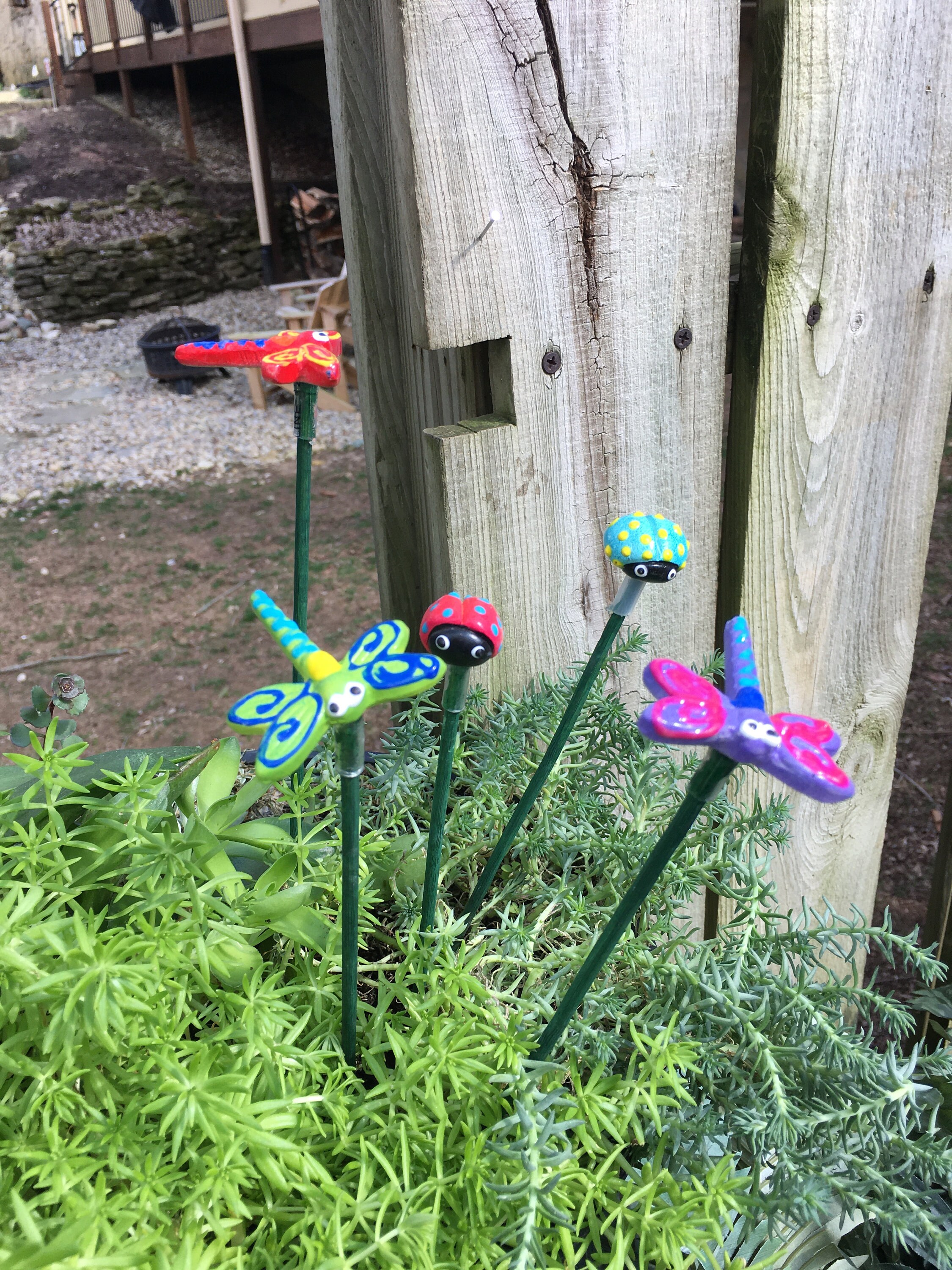 5 Ceramic Garden bug Stakes,3 dragonflies and 2 garden bugs, Garden ...