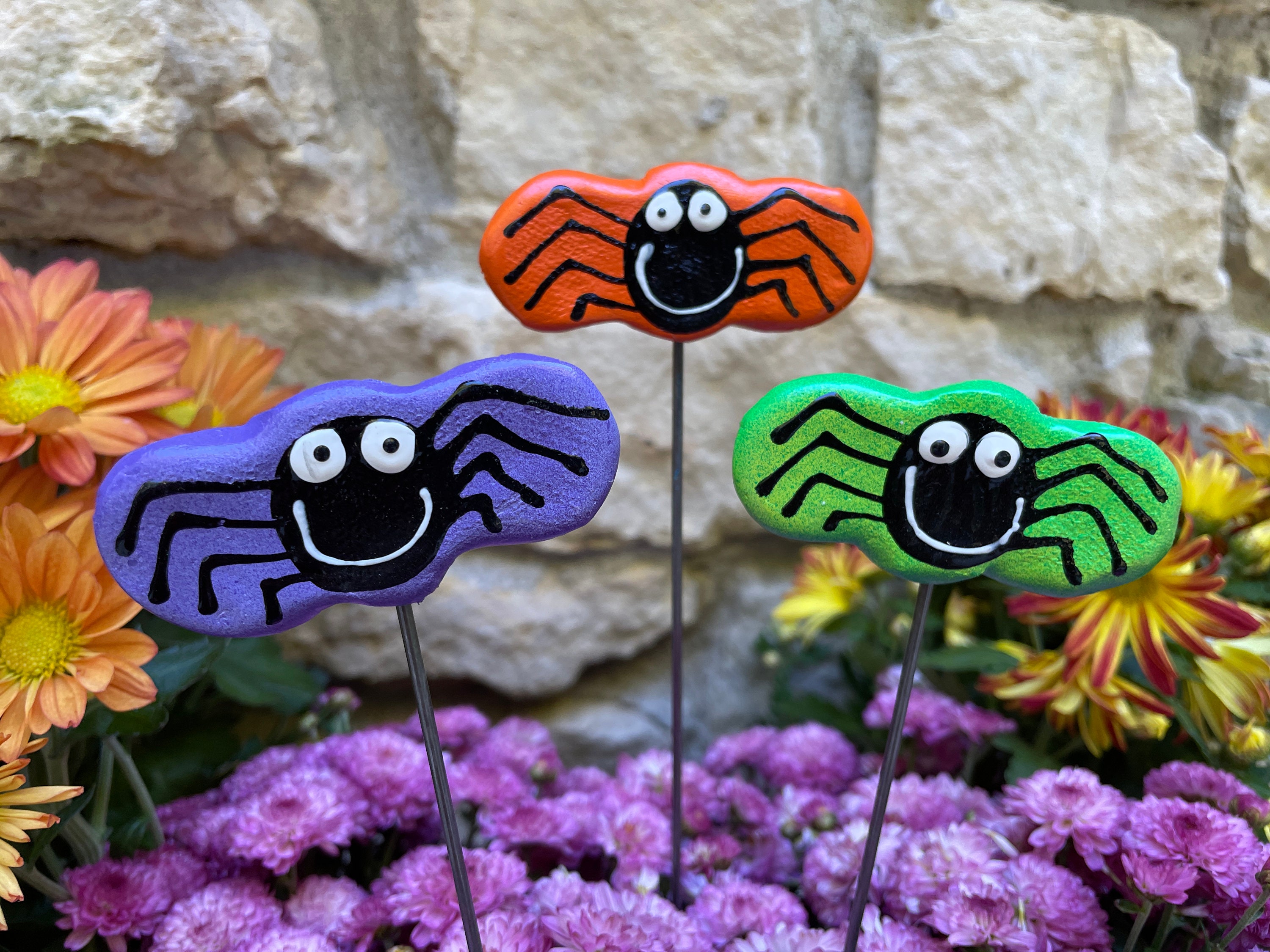 Set of 3 Halloween Spider Garden Stakes Yard Decor Halloween Decor ...