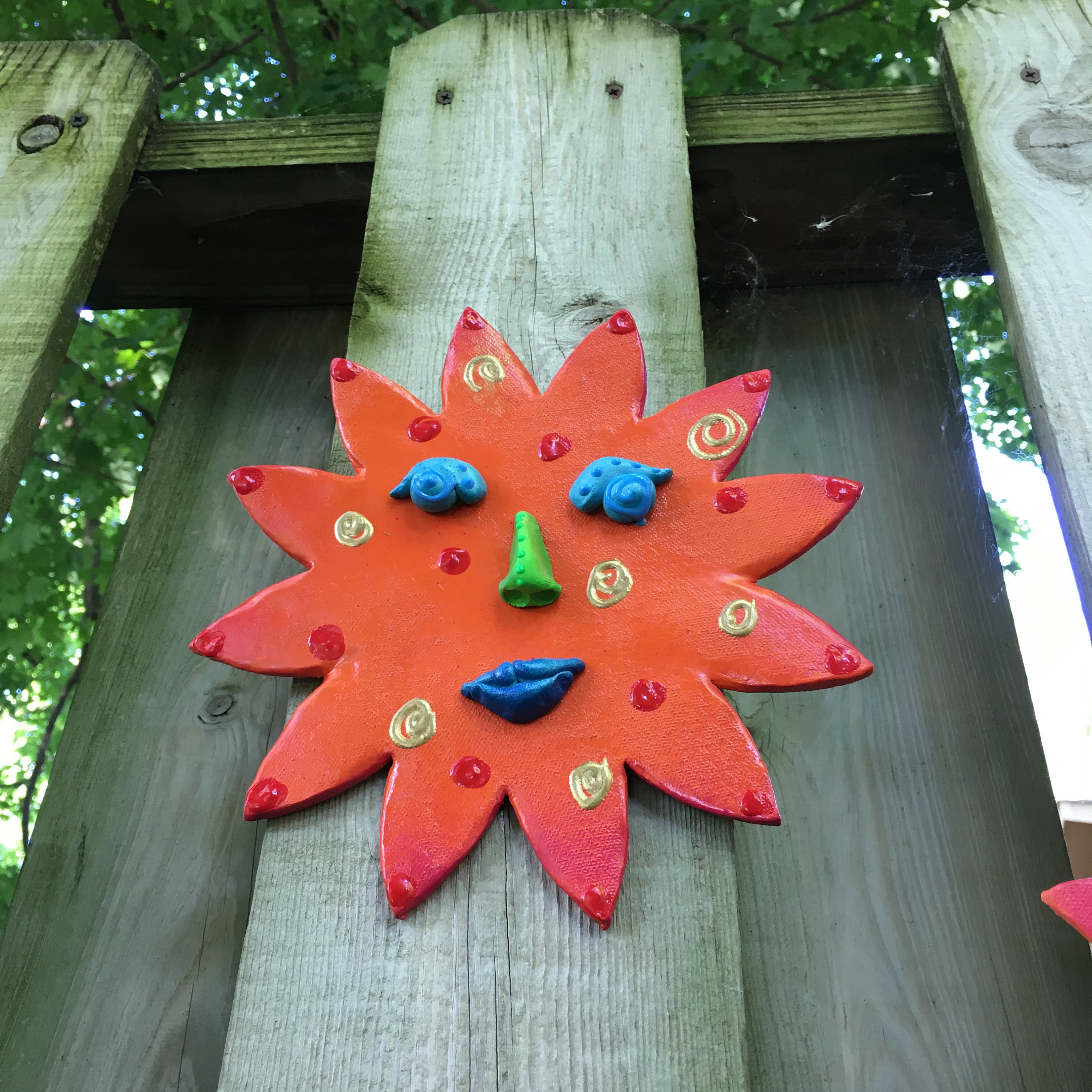 Set of 3 Sun Face Sculpture-Fence Decoration,Patio Decor-Yard art ...