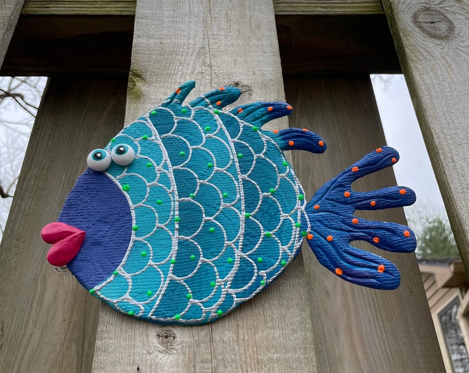 Blue Fish,blowfish Wall Hanging,under the Sea,ocean Decor,beach House ...