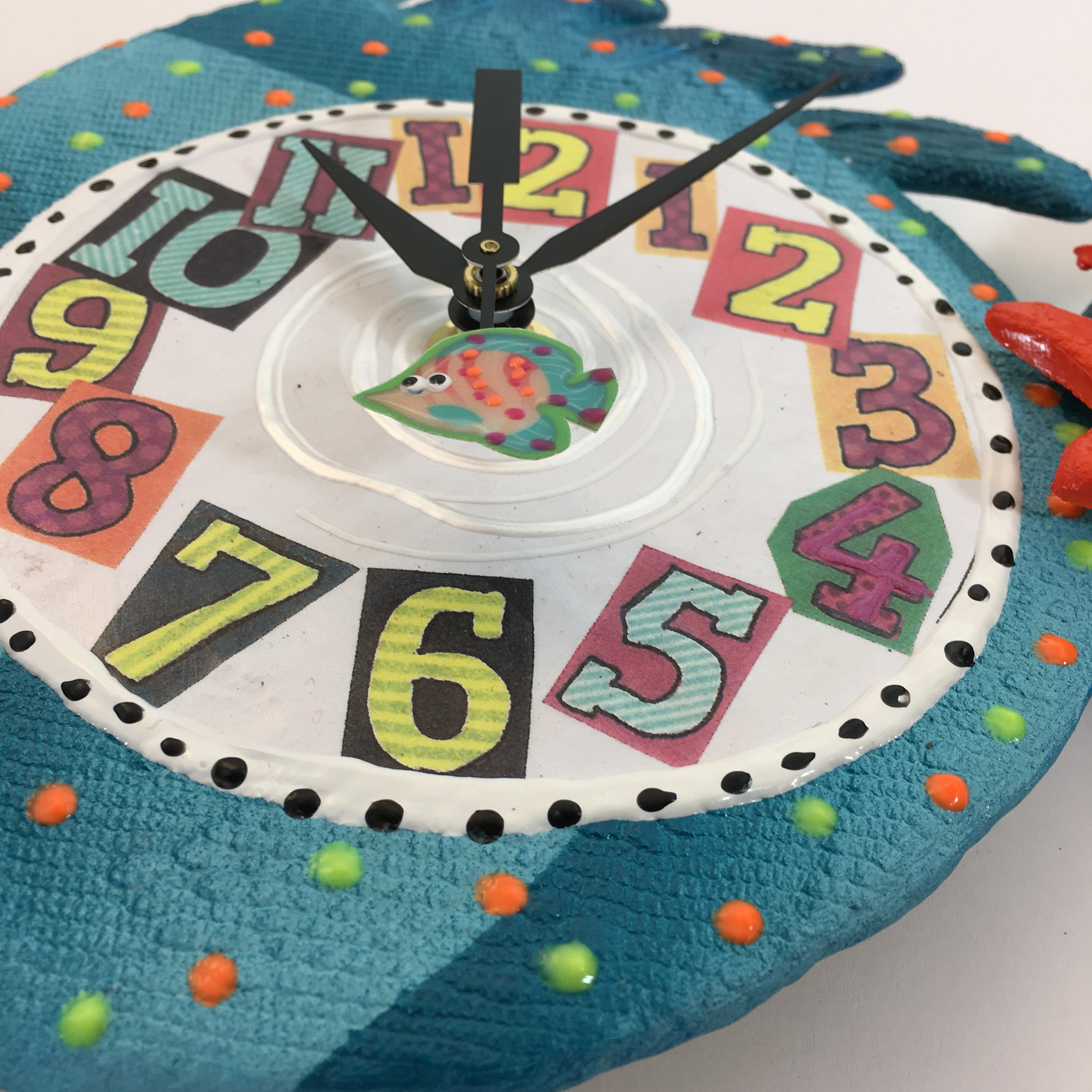 Kids Wall Clock ,Nursery Wall Clock,Ocean, Under the sea,Aquarium ,Clay ...