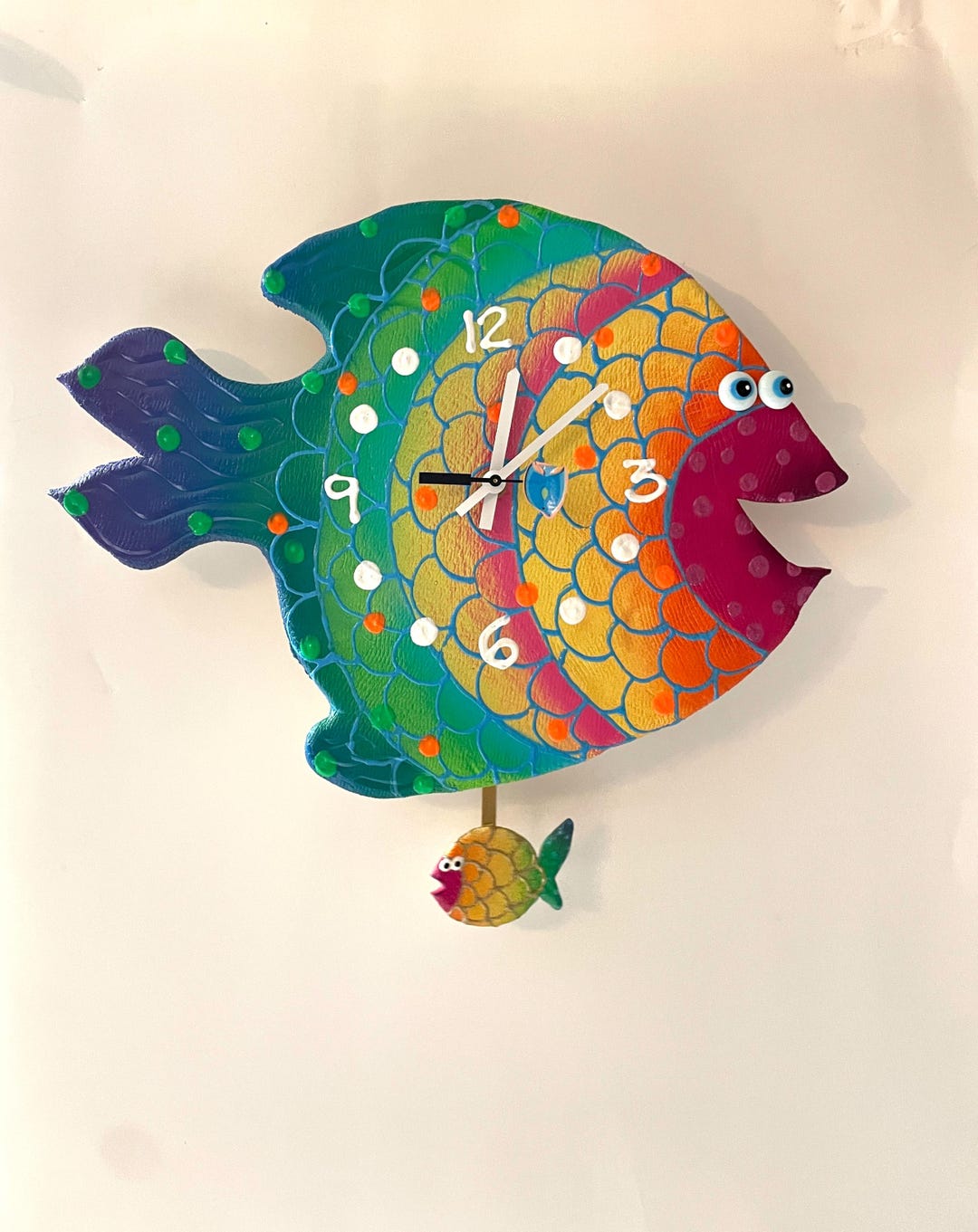Fish Pendulum Wall Clock,unique Clock,handmade Clock,sealife Wall Clock ...