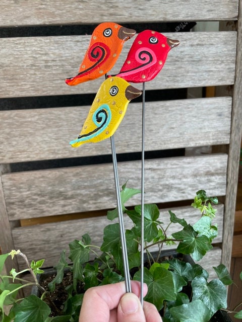 Yard Art Bird Garden Stakes,Bird Garden Art,Potted plants, Great Gift ...