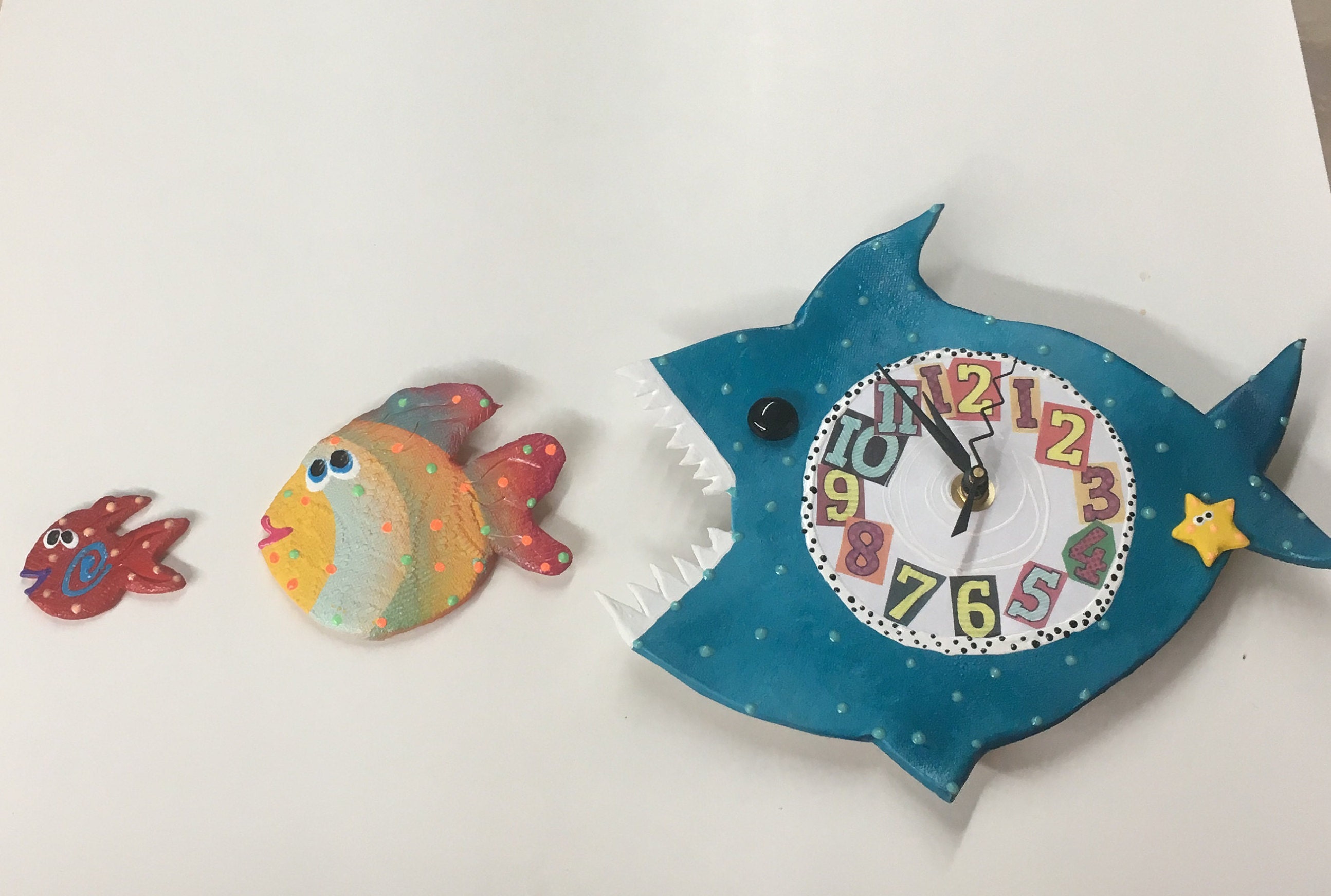 Kids Clock, Shark Clock,Shark Decor Beach Art Shark Wall Art Great ...