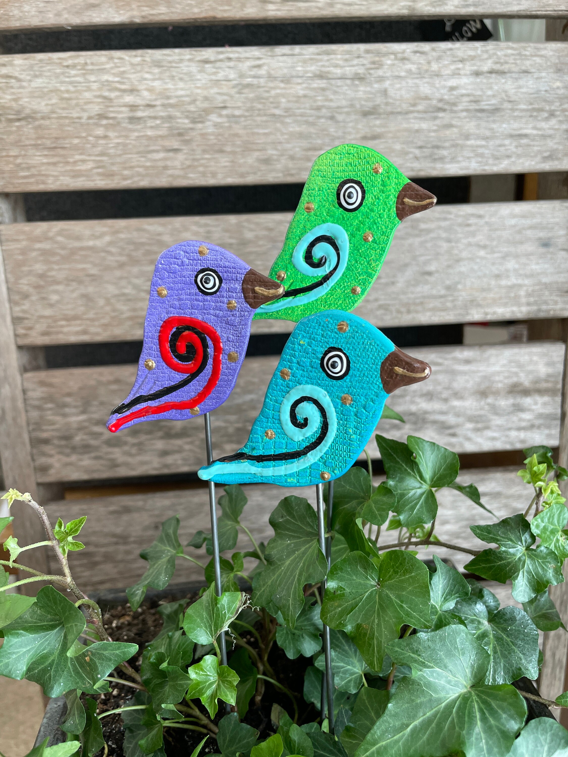Yard Art Bird Garden Stakes,Bird Garden Art,Potted plants, Great Gift ...