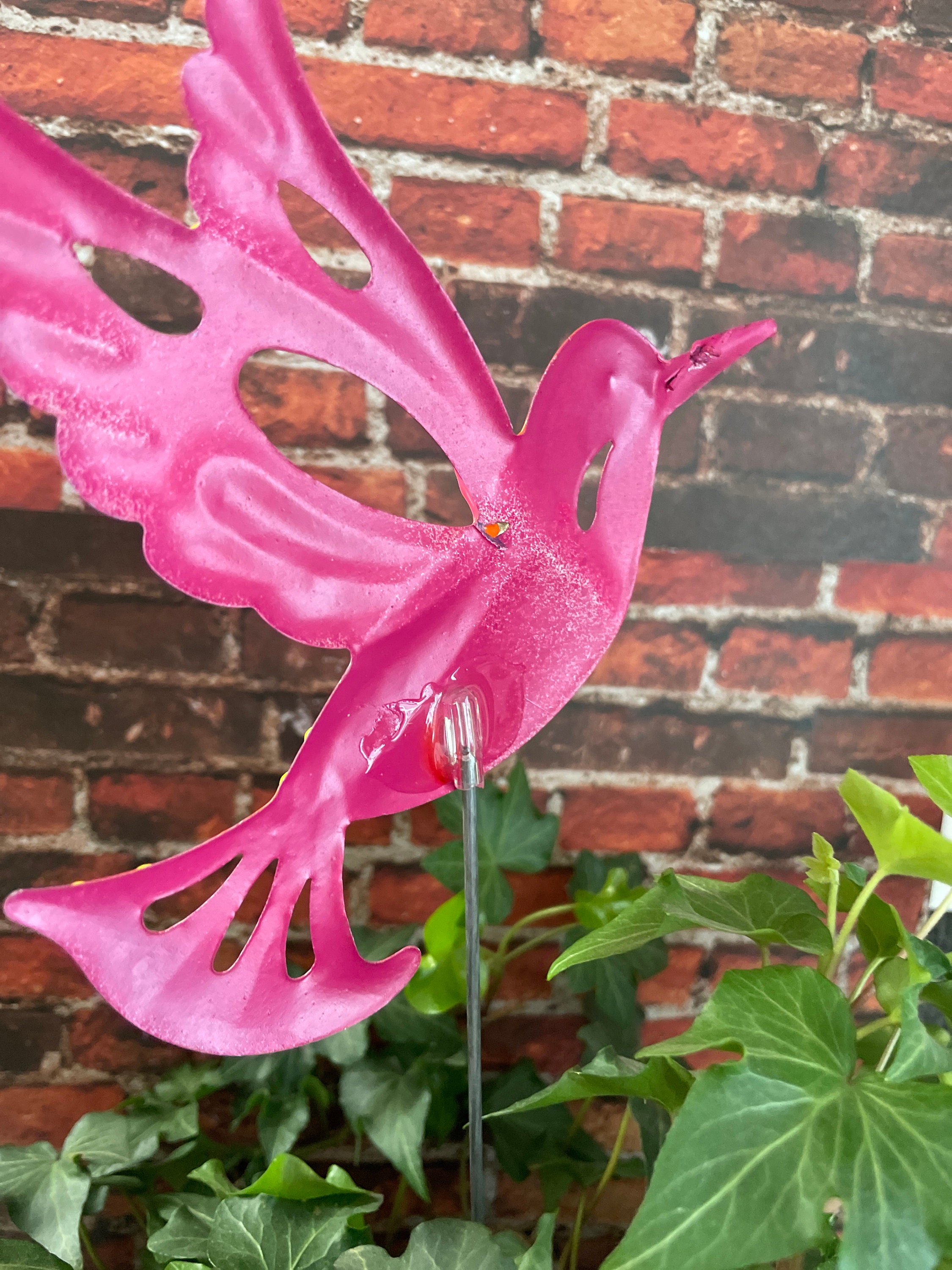 Pink Metal Hummingbird Garden Stake,Garden Decor, Garden Art,Garden ...