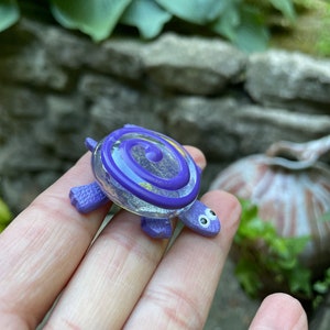 Purple Sea Turtle Garden Stake Mini Glass Turtle Garden Stake Potted ...