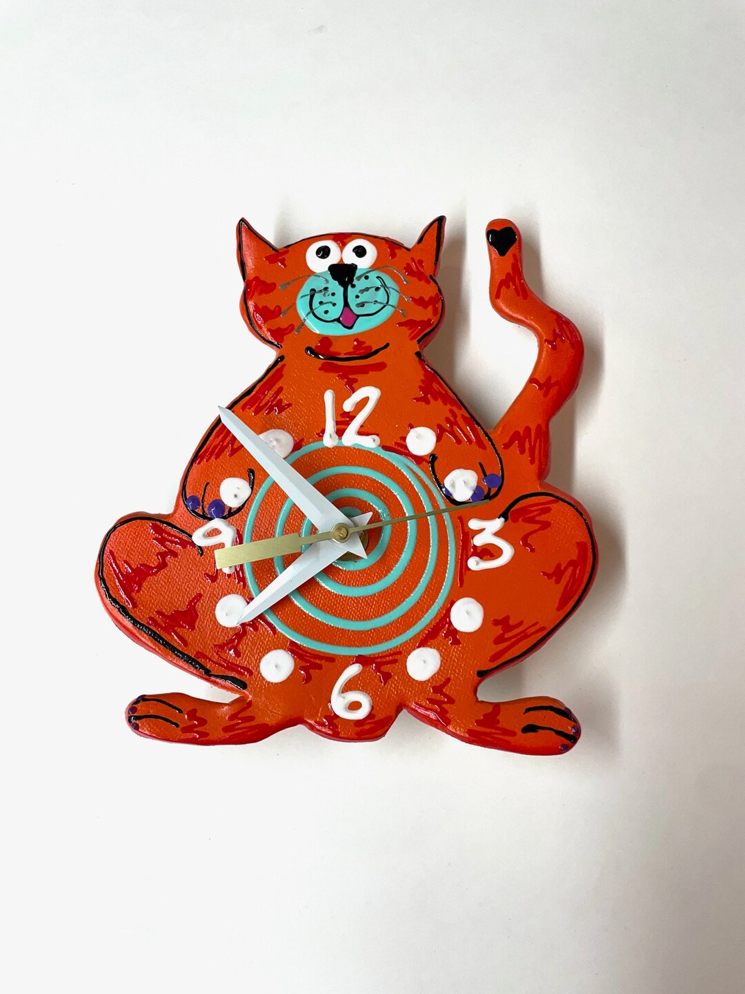 Kitty Clock,cat Lover Gift,cat Wall Clock,kids Clock,kit Cat Clock ...
