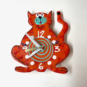 Kitty Clock,cat Lover Gift,cat Wall Clock,kids Clock,kit Cat Clock ...