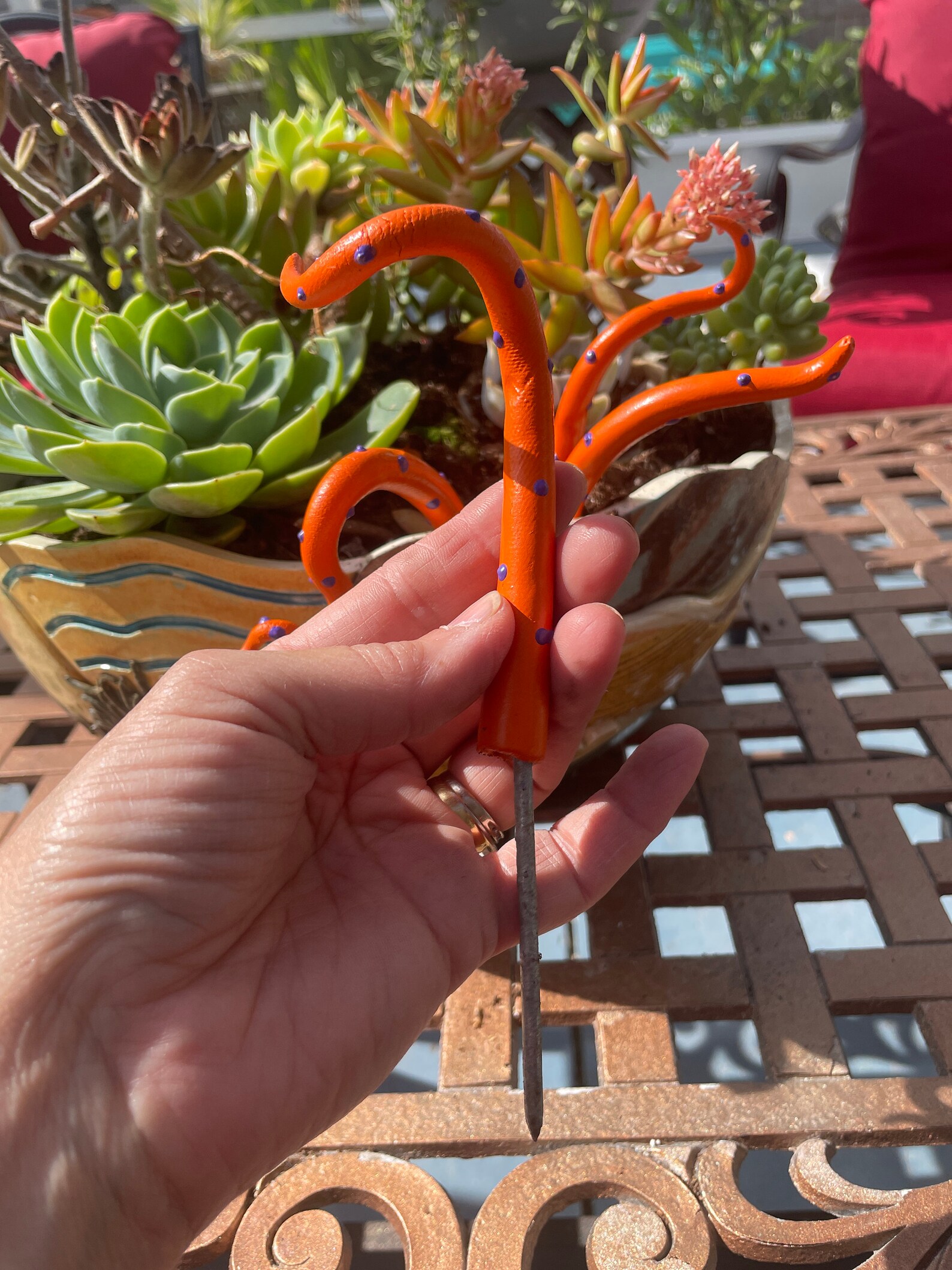 Tentacle Plant Art Orange Octopus Tentacle Stakes Octopus Decor ...