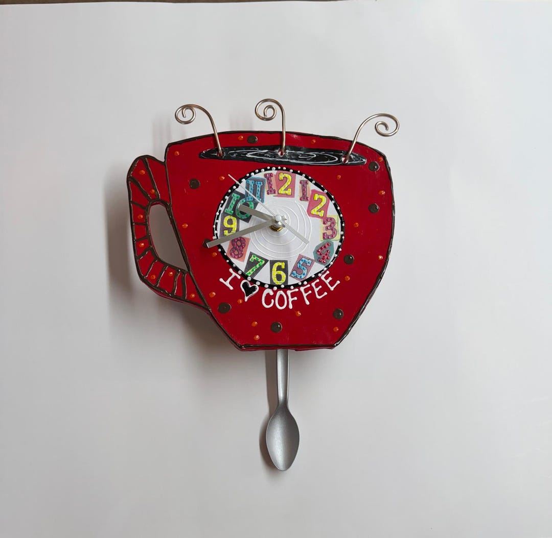 I Love Coffee Pendulum Wall Clock,unique Clock,kitchen Clock,coffee ...