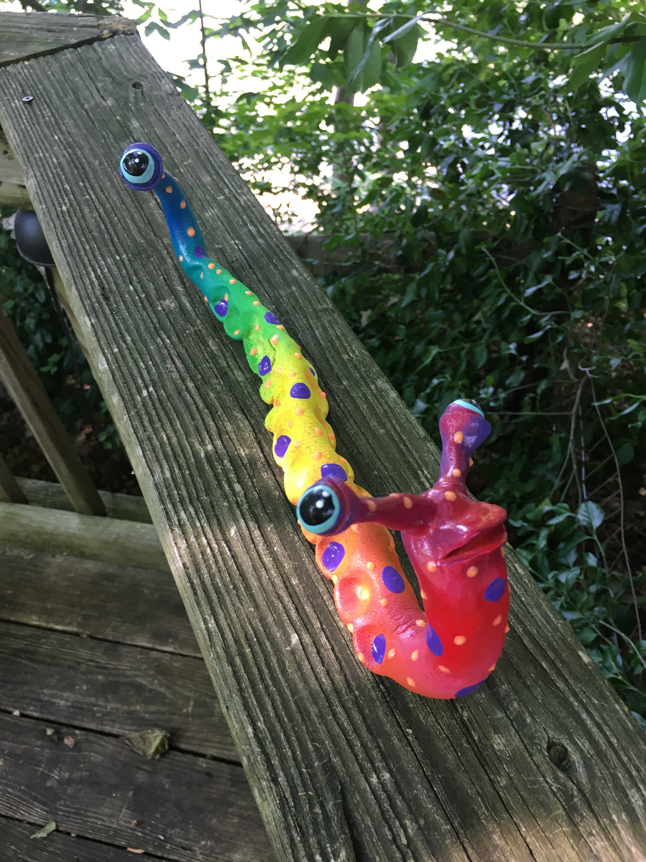 3 eye-balled Sea Slug,Rainbow Ceramic Sea Slug ,Fence Wall Decor-Yard ...