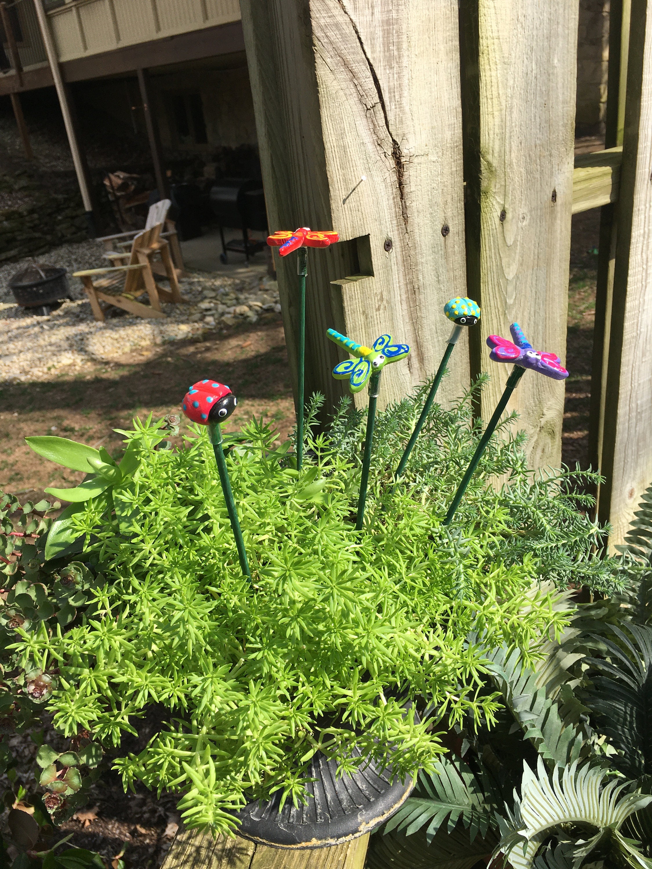 5 Ceramic Garden bug Stakes,3 dragonflies and 2 garden bugs, Garden ...