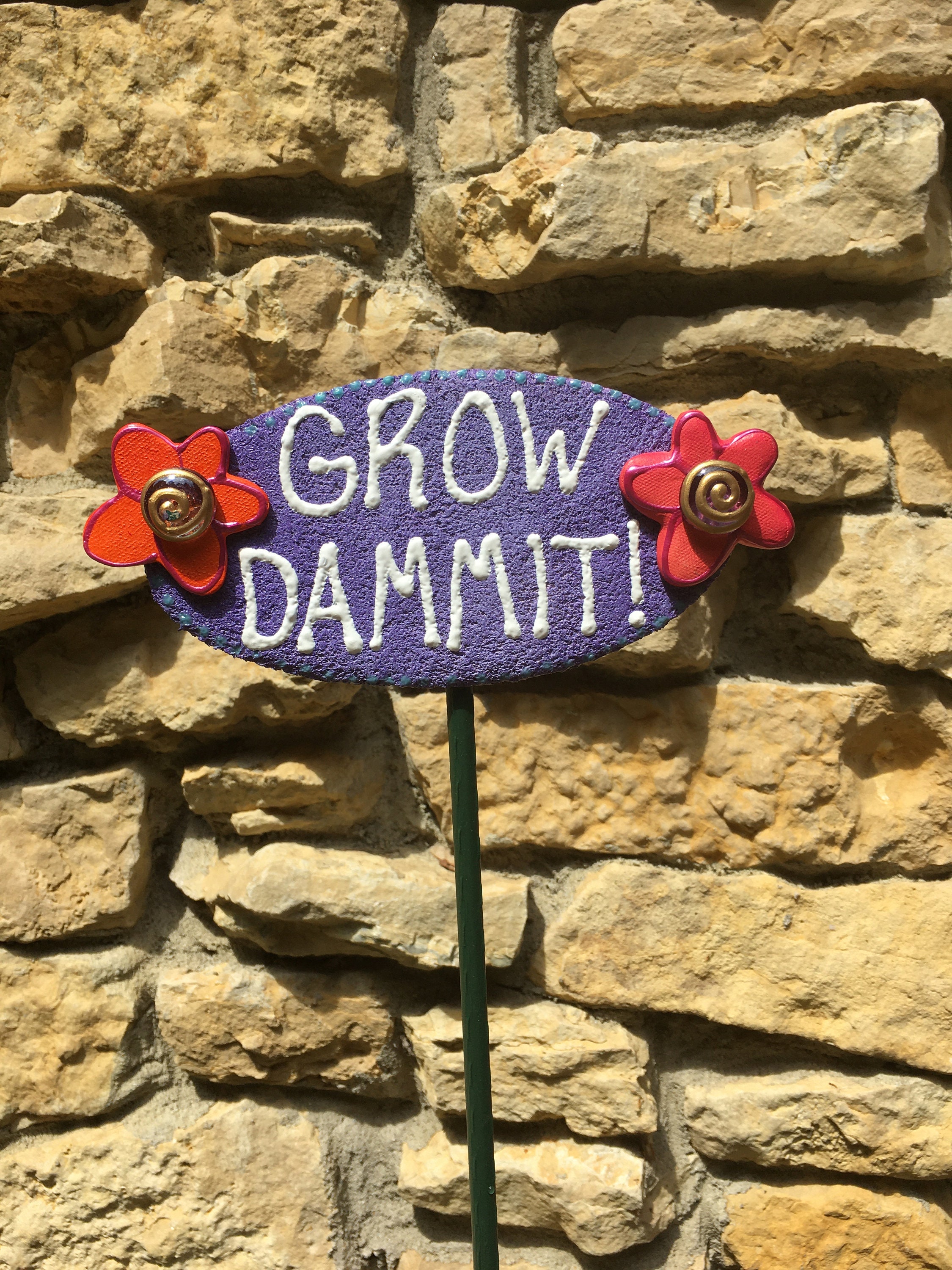 Grow, Dammit Garden Stake, Garden Stake, Funny Garden Sign, Garden ...