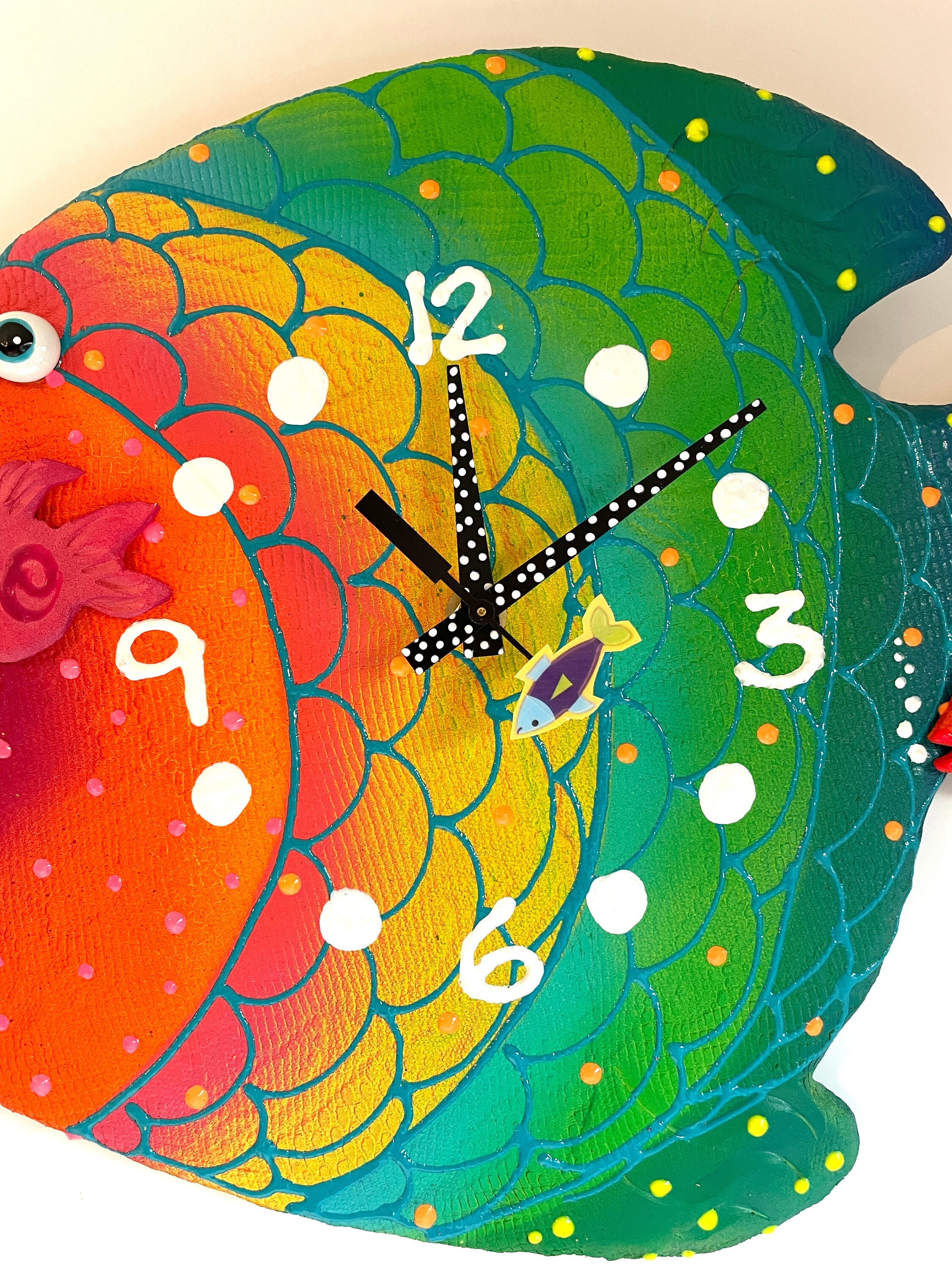 Happy Rainbow Fish Wall Clock, Fish Clock, Clock ,Gift Clock,Tropical ...
