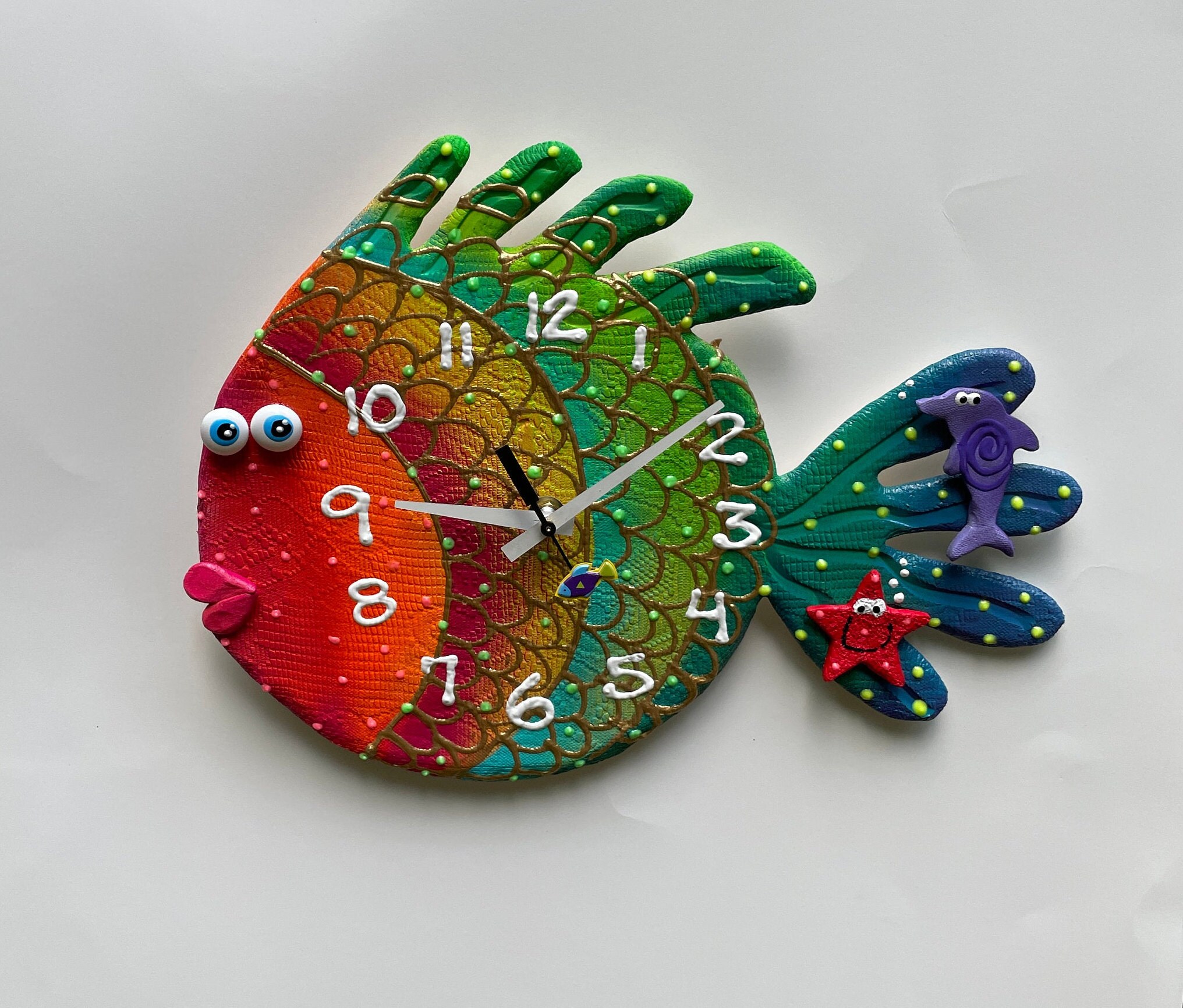 Clock, Blowfish Clock, Unique wall Clock,Under the Sea, Ocean, Under ...