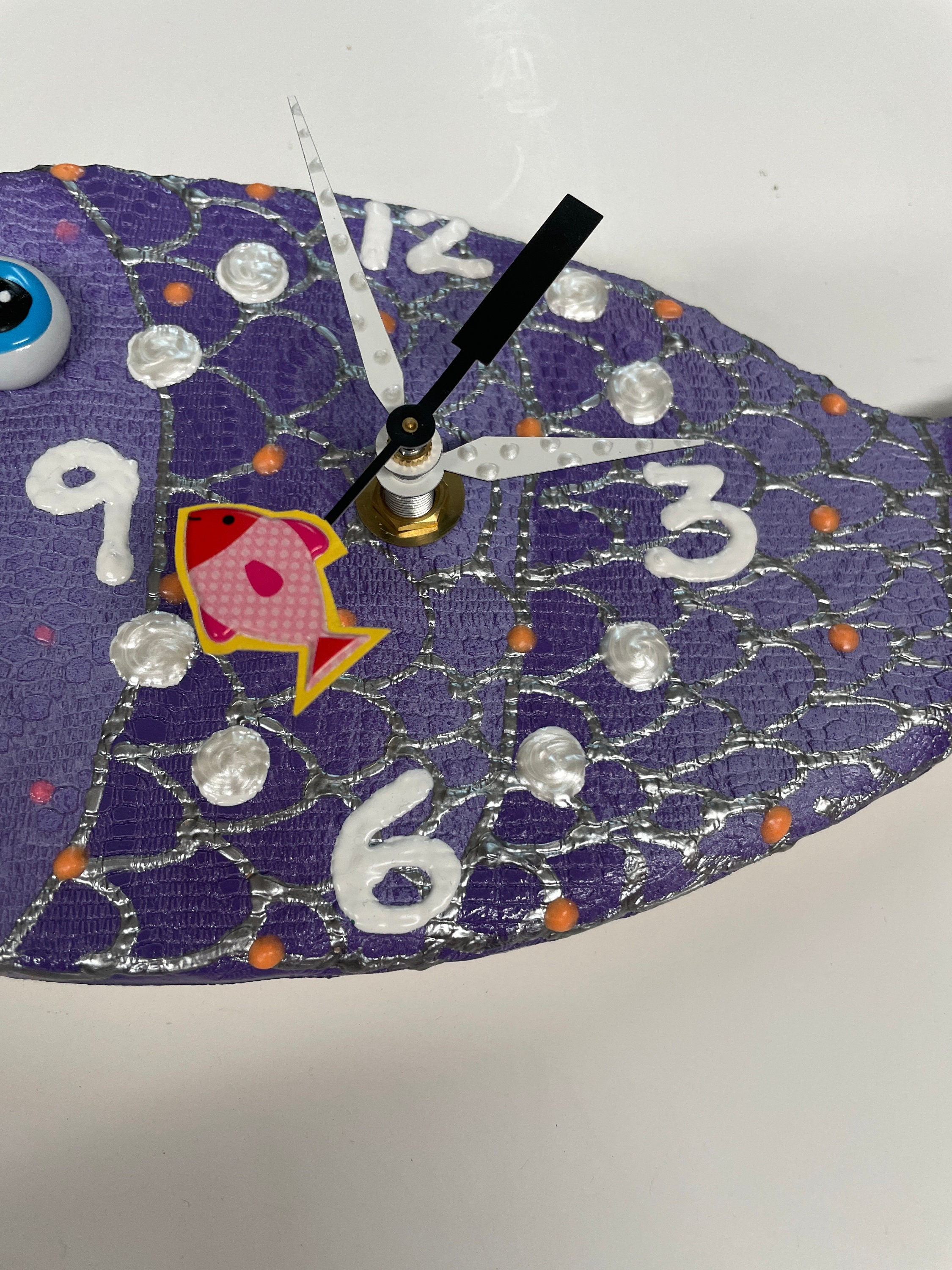 Purple Fish Wall Clock, Fish Clock,Nursery Clock ,Gift Clock,Tropical ...