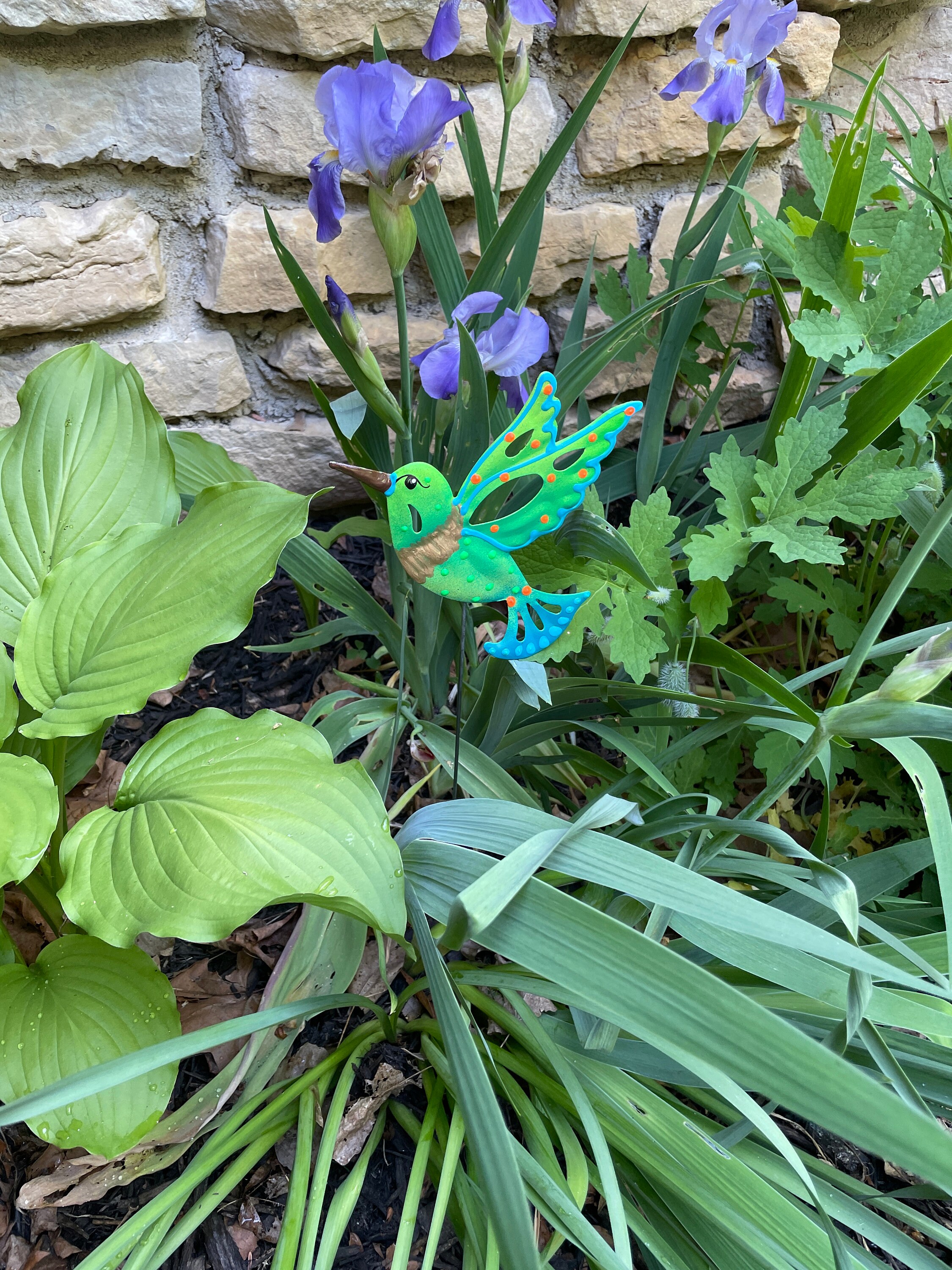 Green Metal Hummingbird Garden Stake,Garden Decor, Garden Art,Garden ...
