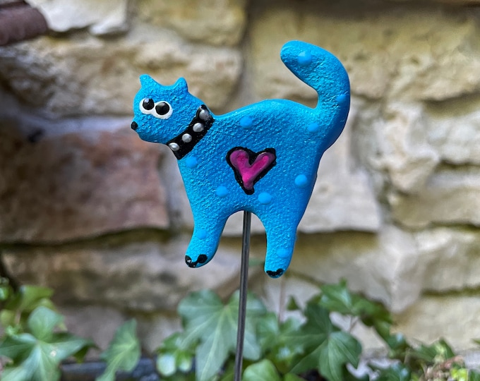 Cat Figurine, Blue Flower Cat Creamer Figurine, Blue Floral Chinoiserie ...