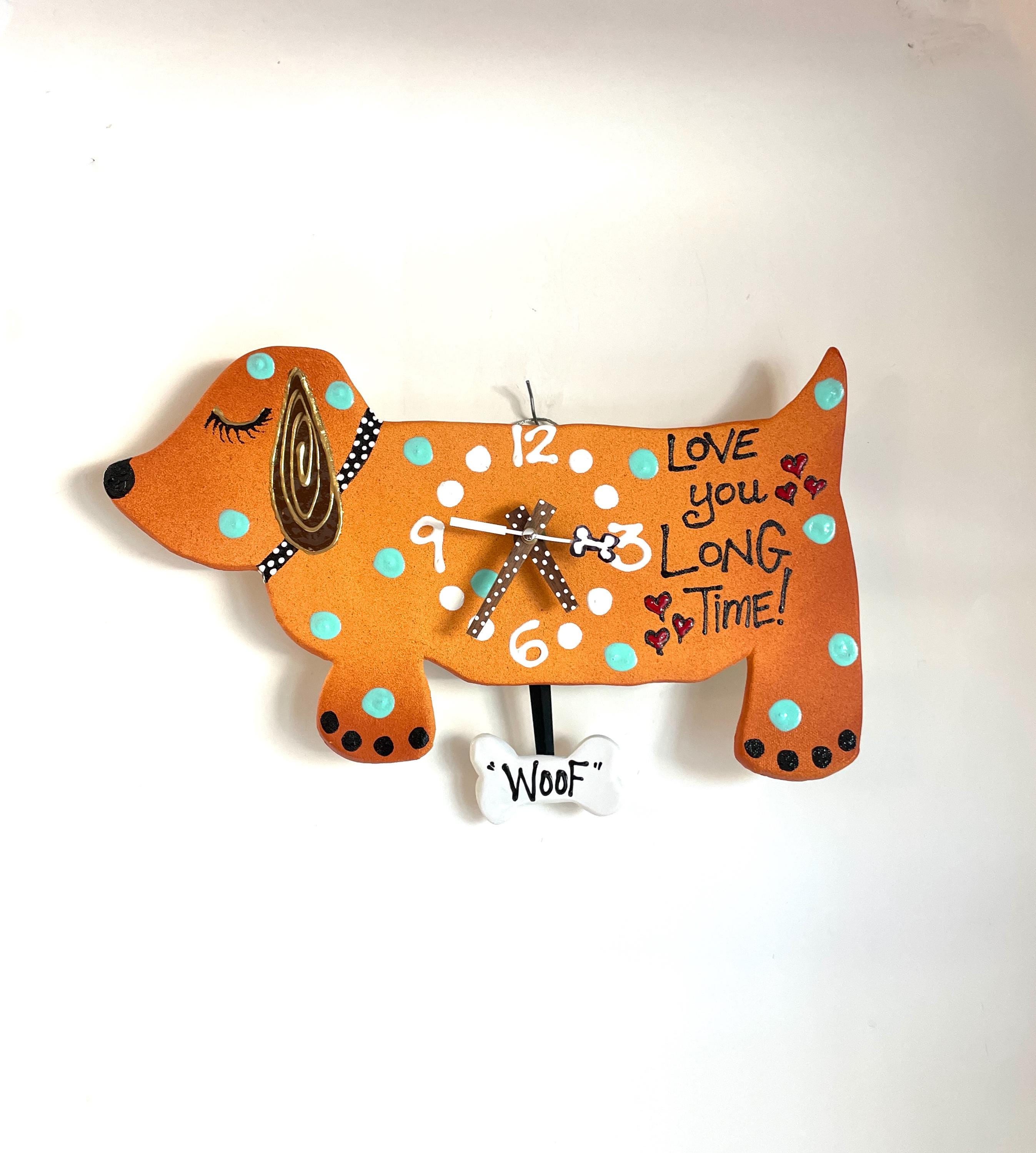 Dachshund Pendulum Wall Clock,Dog Lover Clock, Dog walker gift,Dog Wall ...