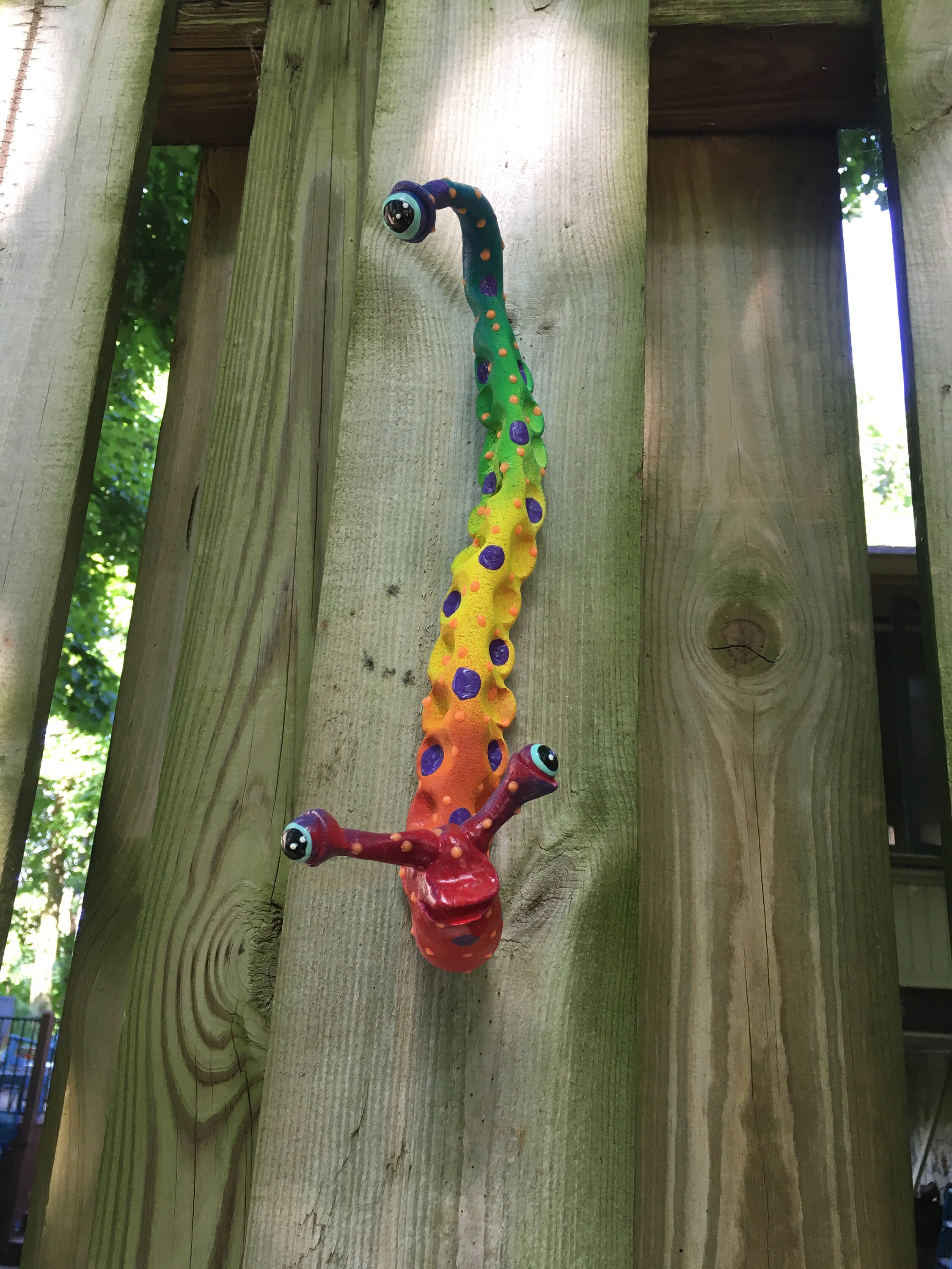 3 eye-balled Sea Slug,Rainbow Ceramic Sea Slug ,Fence Wall Decor-Yard ...