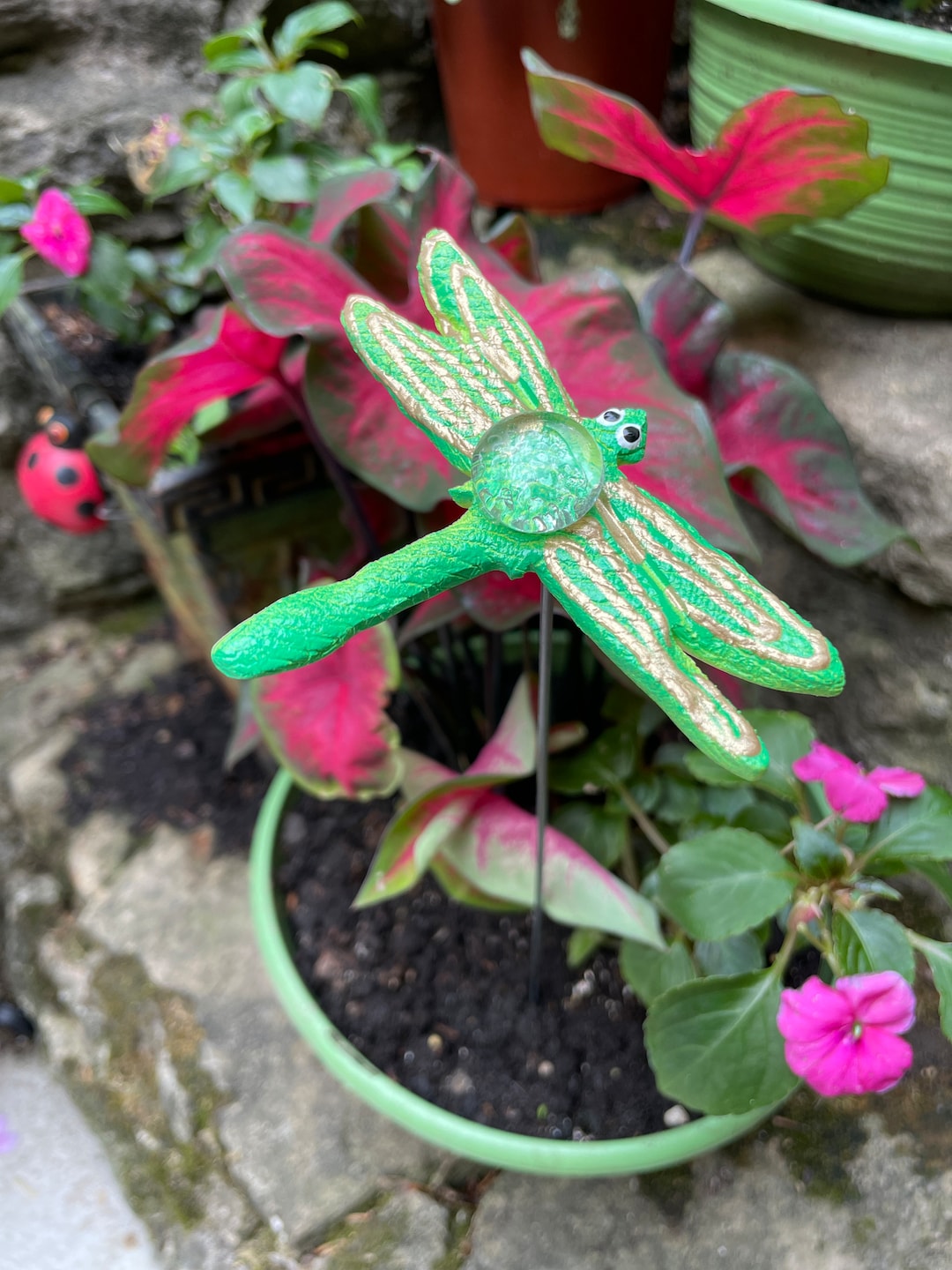 Green Dragonfly Garden Stake, Green Dragonfly,potted Plants, Gift,lawn ...