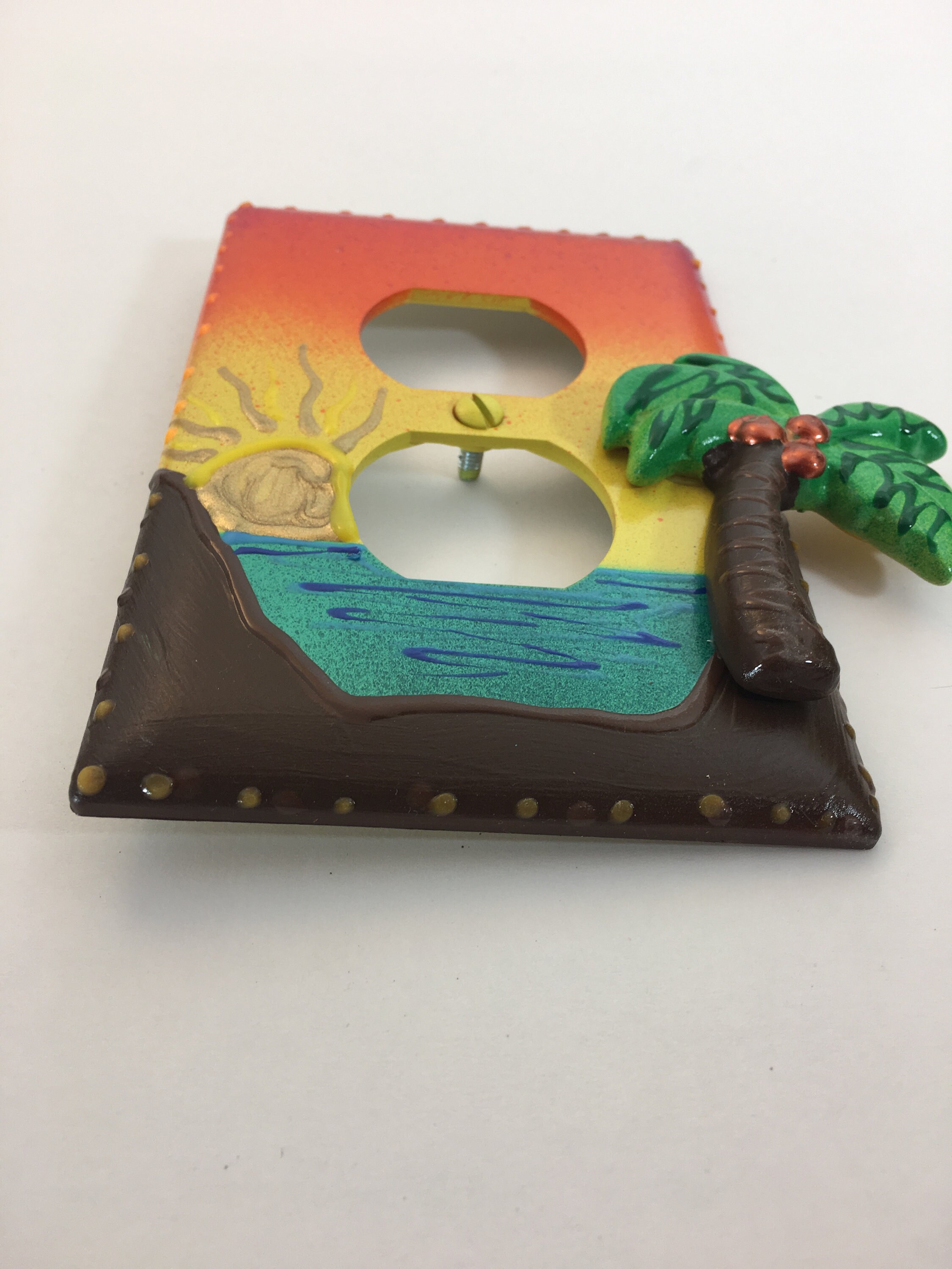Whimsical tropical palm tree sunset light switch wall plate cover ...