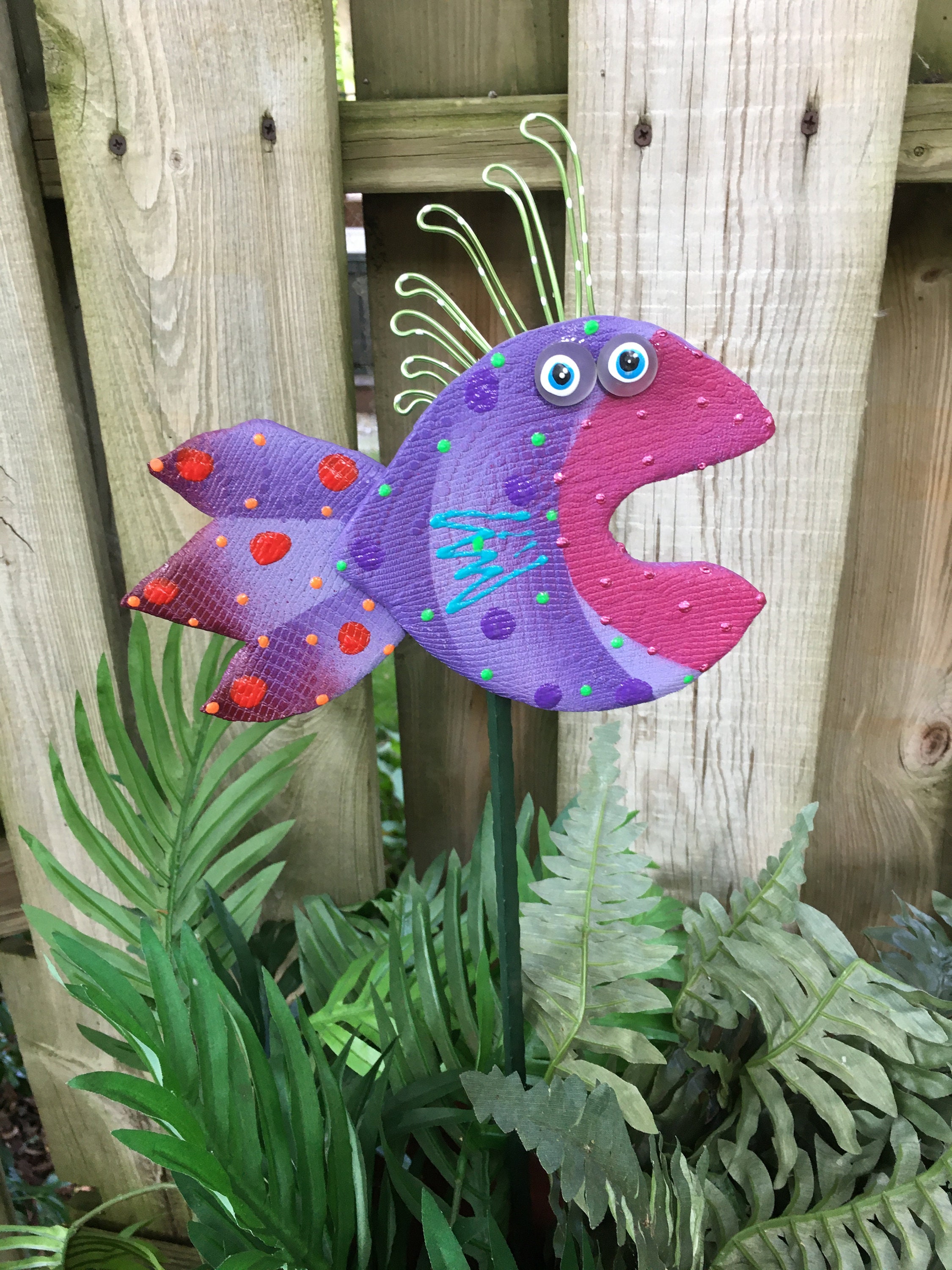Funky Fish Garden Stake,Fairy Garden Stakes,Potted plants, Great Gift ...
