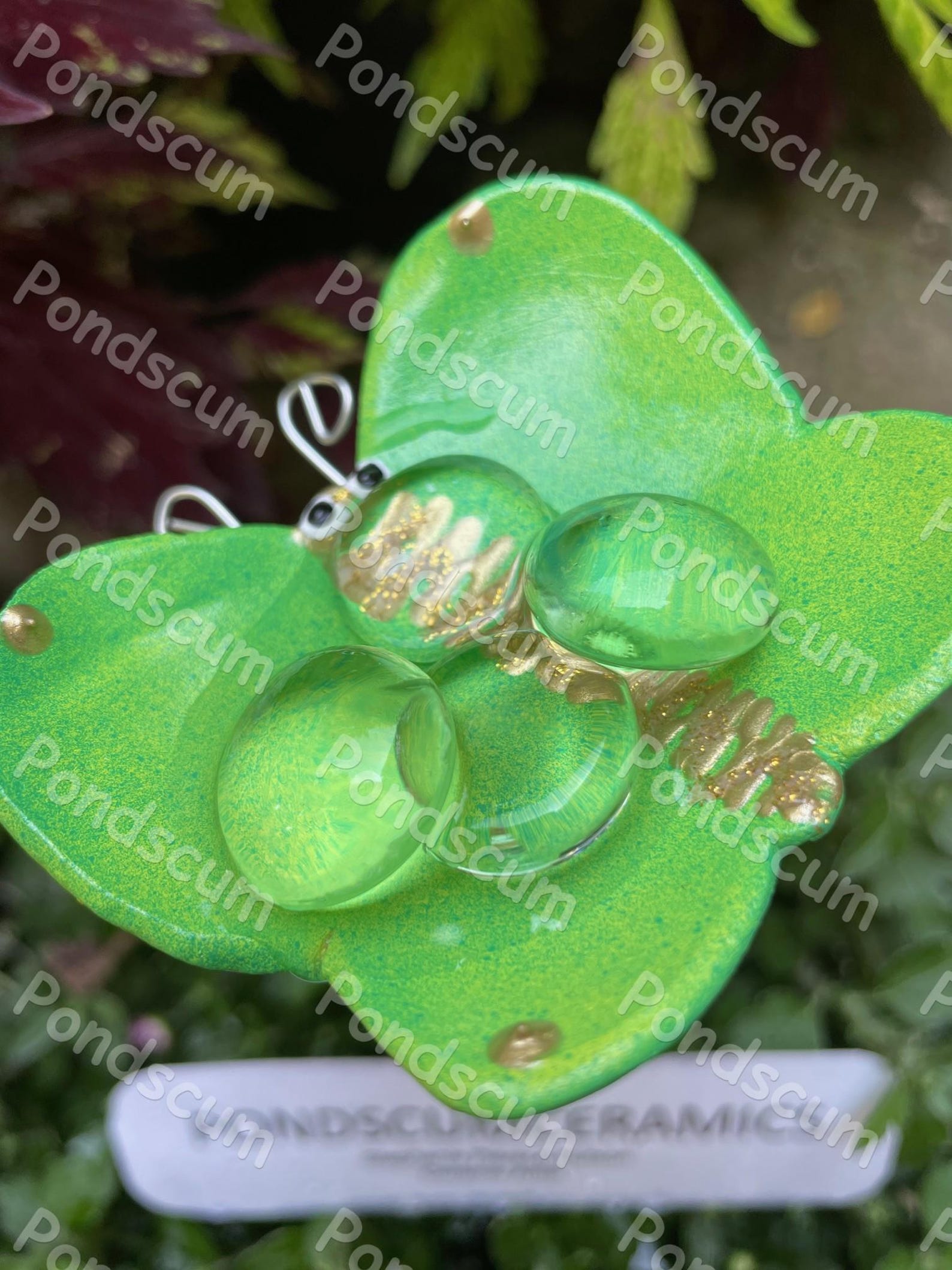 Green Butterfly Puddler Bee Watering Station – Ceramic Bee Bath Garden ...