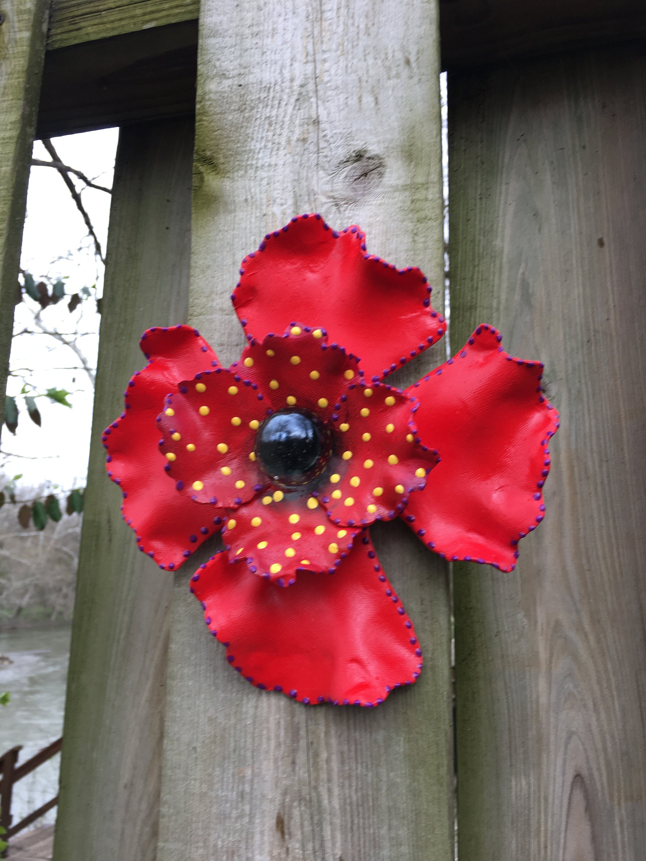 Flowers,Red Fence Flower,Fence Decoration,Patio Decor-Yard art-Flowers ...