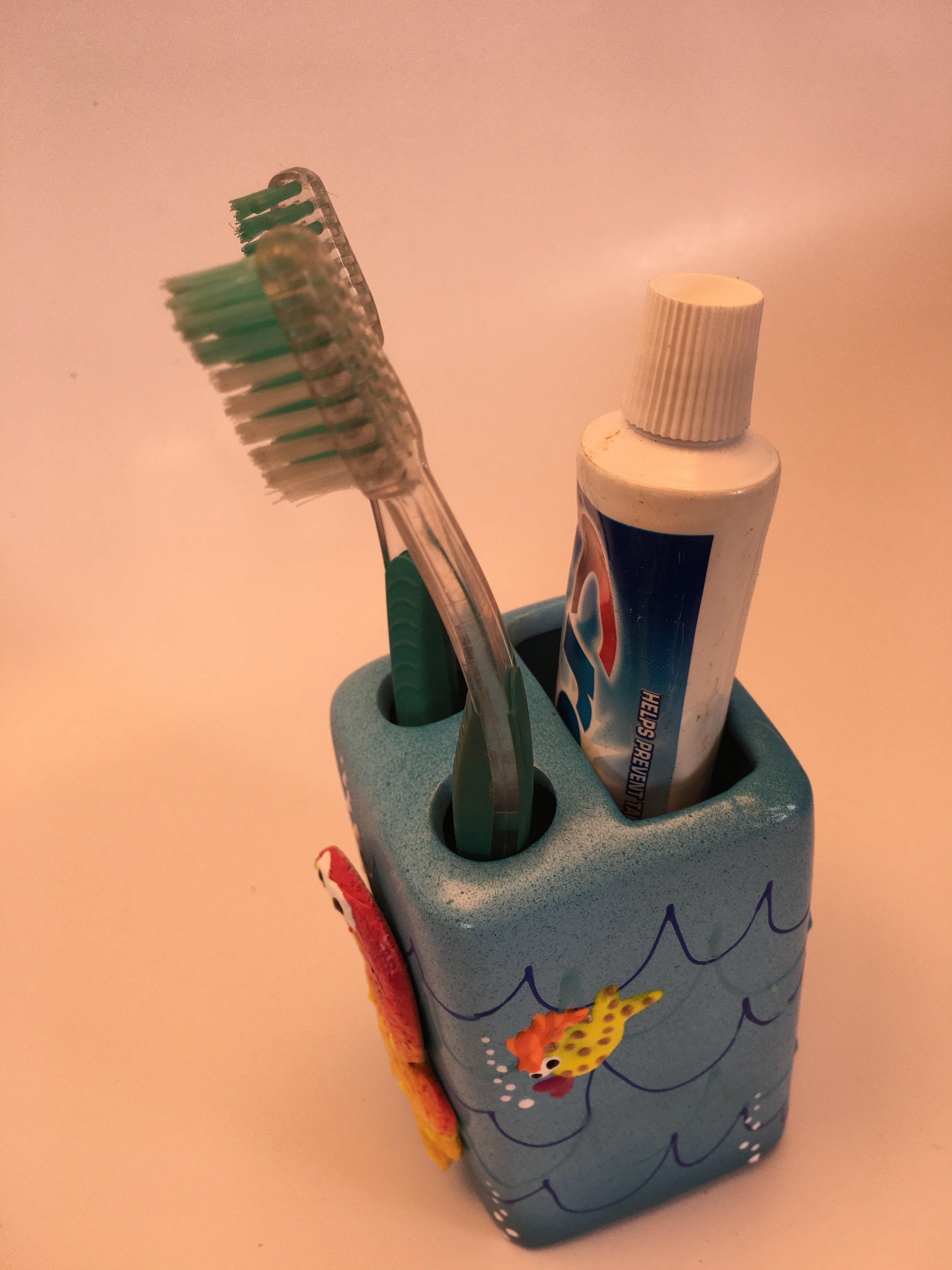 Ceramic Toothbrush Holder, Bathroom Decor, Beach Theme, Underwater Fish ...